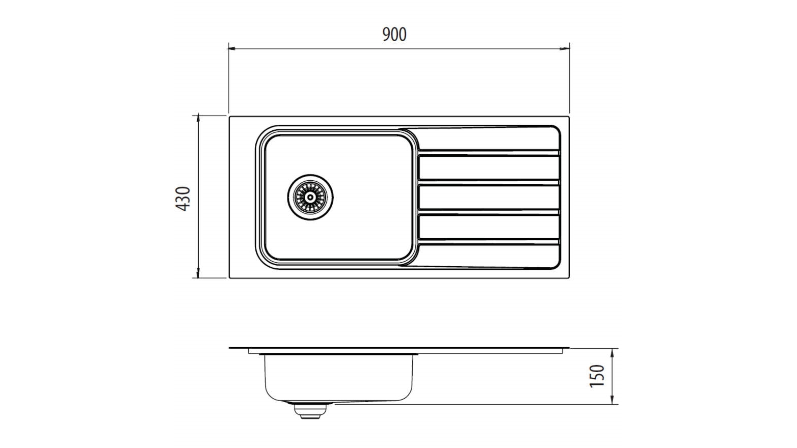 Oliveri Puro Single Bowl Topmount Care Sink with Drainer - No Tap Hole ...