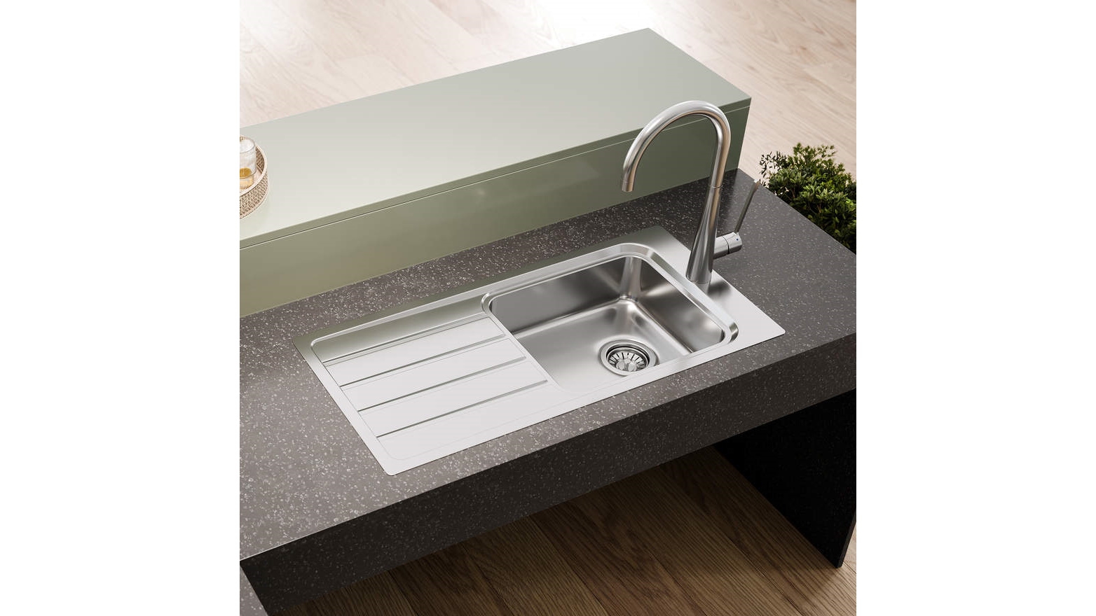Oliveri Puro Single Bowl Topmount Care Sink with Drainer - 1 Tap Hole ...