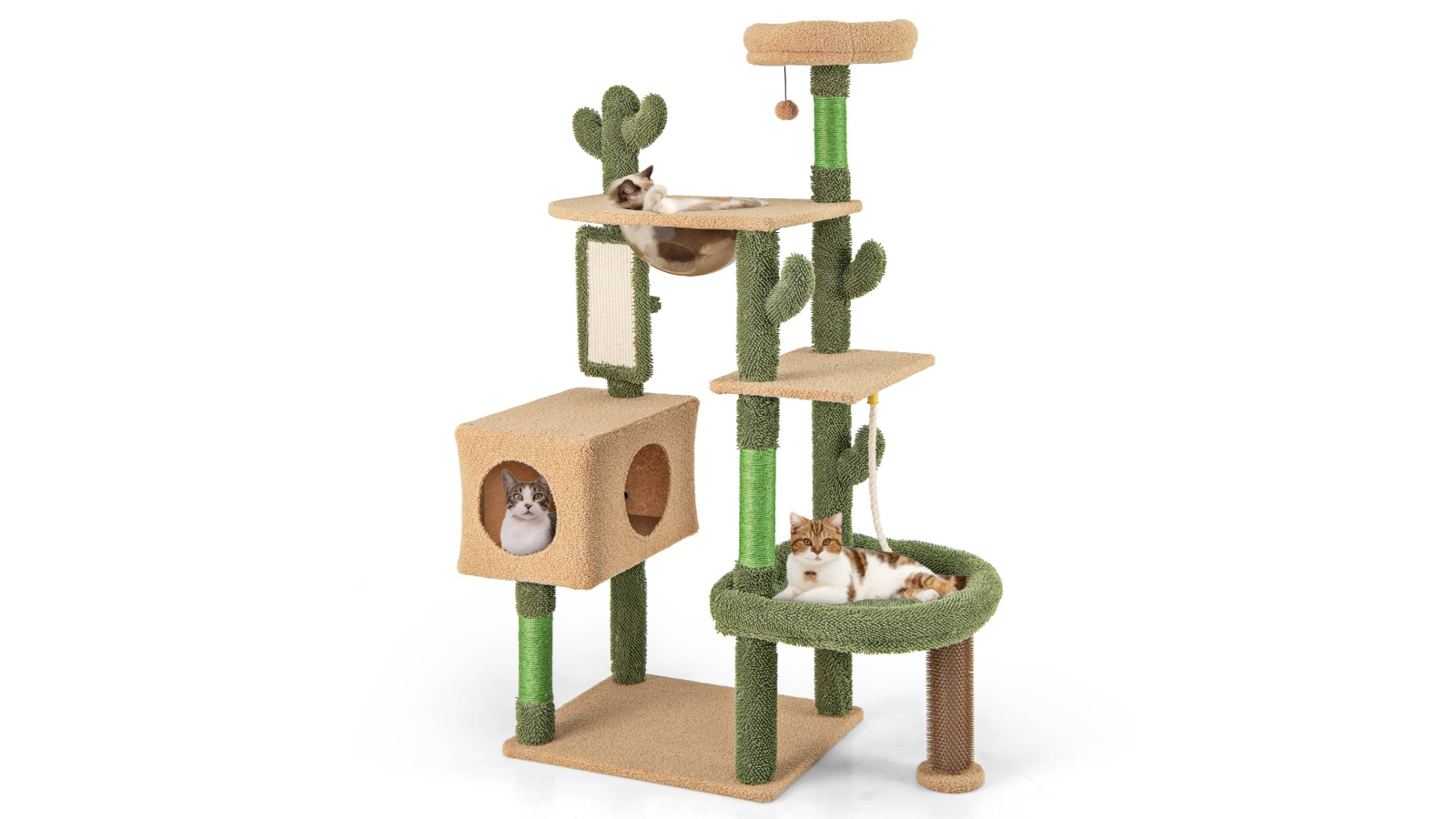Costway Multi-Level Cat Tree with Scratching Post Condo Hanging Toy and ...