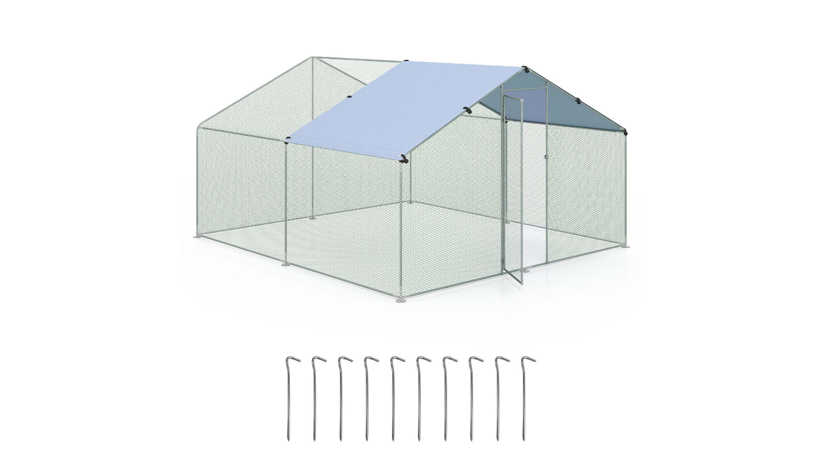 Costway Large Walk-in Pet Cage Chicken Coop with Hexagonal Mesh Net - 3 ...