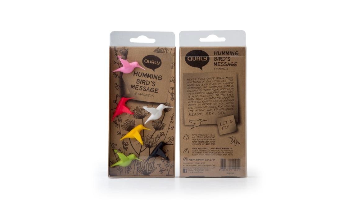 Qualy 6 Magnet Humming Bird's Message - Pastel | Harvey Norman
