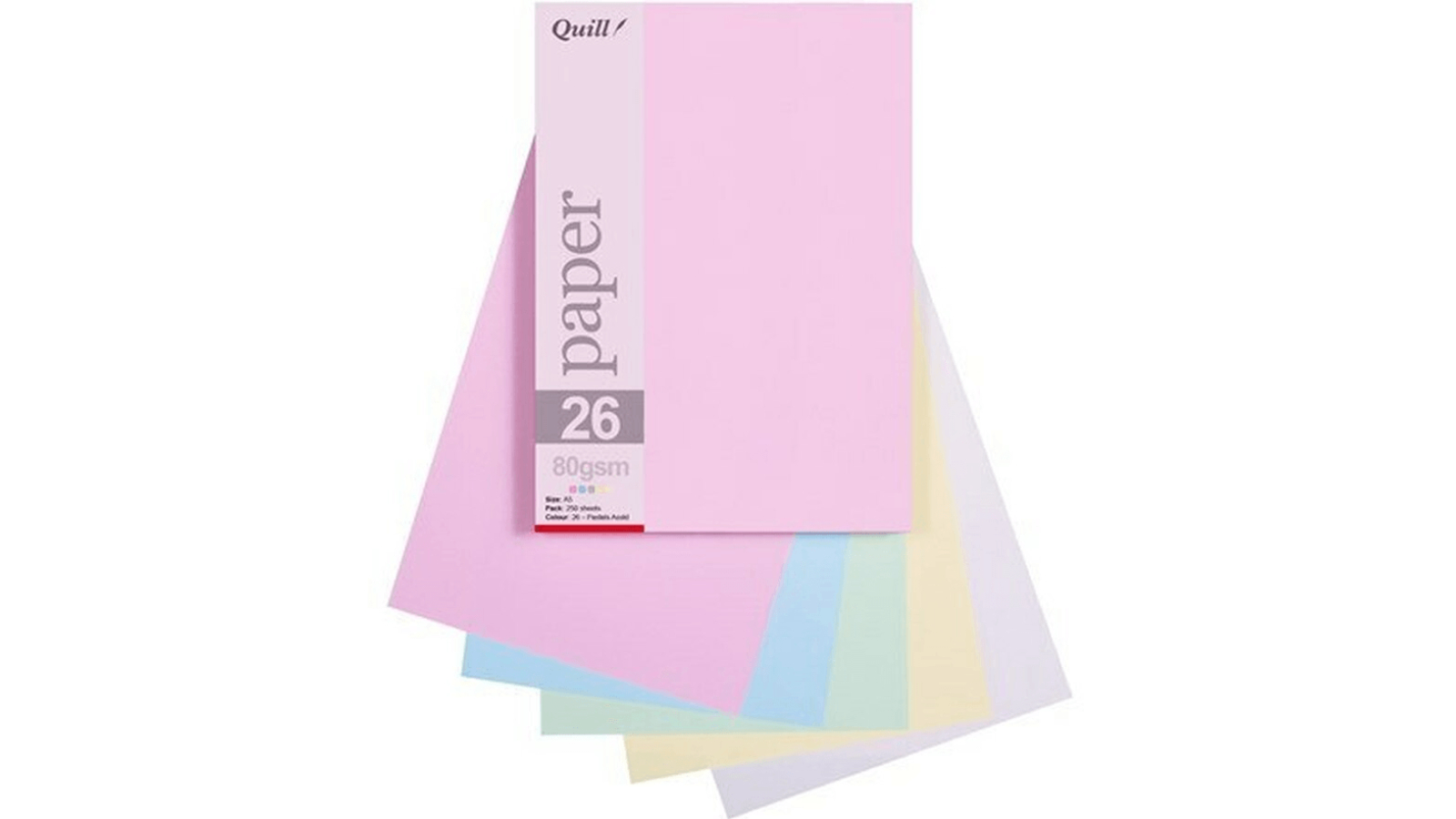 Quill Pack of 250 Sheet 80gsm Coloured A5 Copy Paper - Pastel Assorted ...