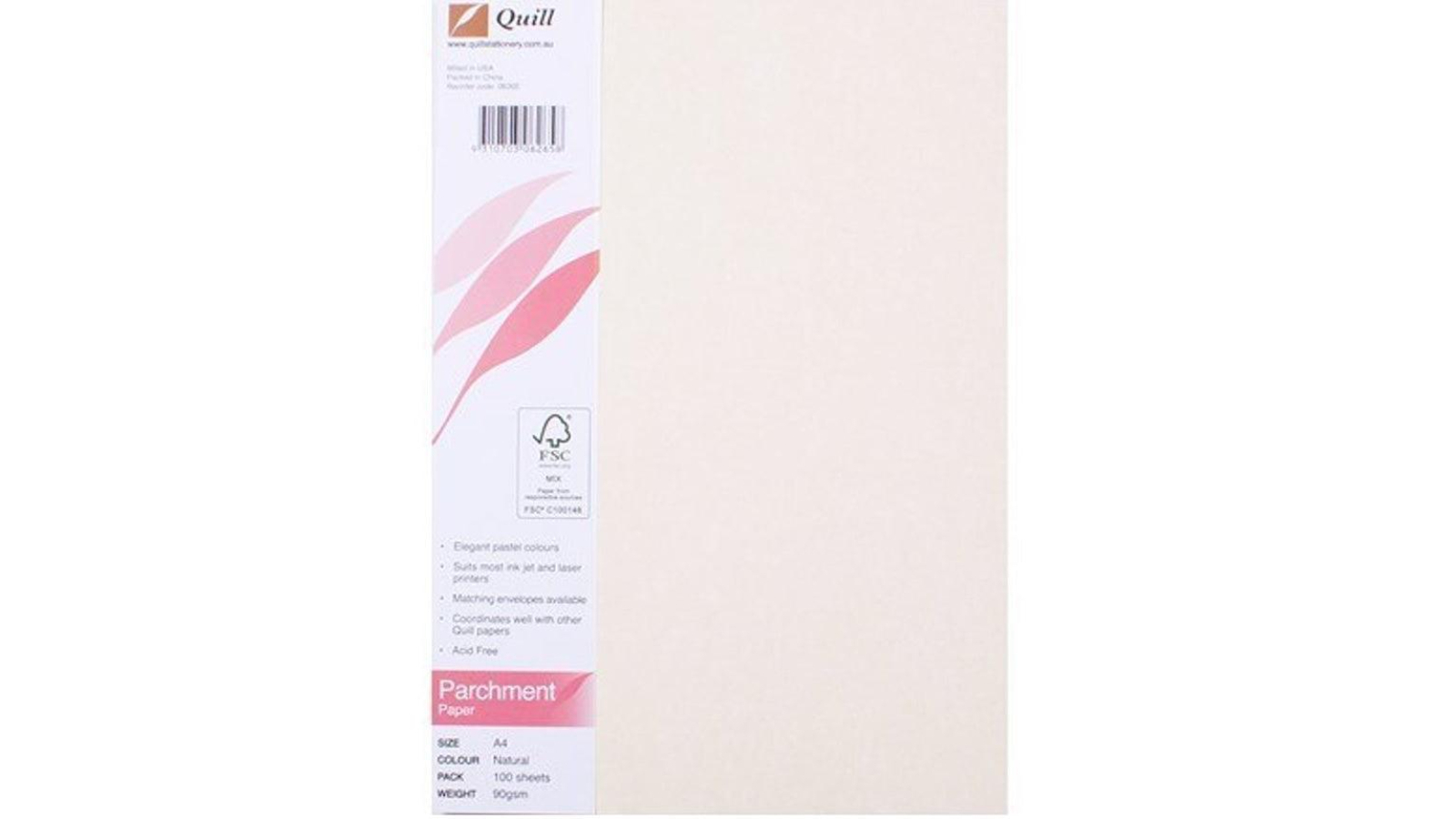 Quill Pack of 100 90gsm Parchment A4 Paper - Natural | Harvey Norman