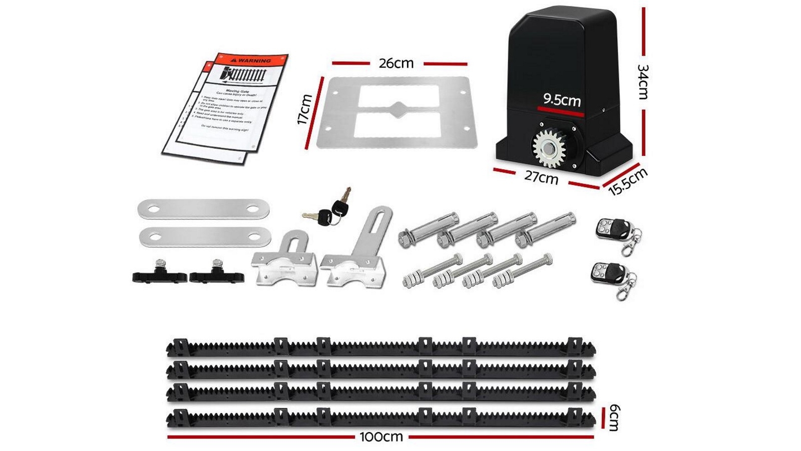 LockMaster 1000kg Electric Sliding Gate Opener Automatic Motor Remote ...