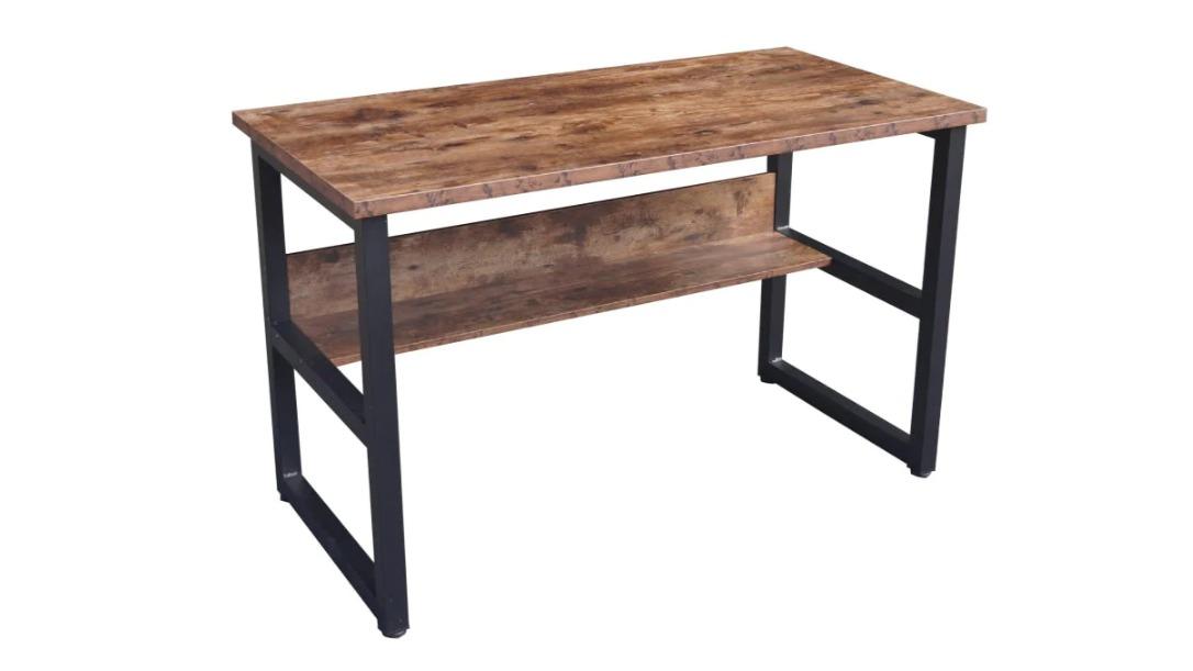 Design Square Office Desk with Shelf - Dark Brown | Harvey Norman