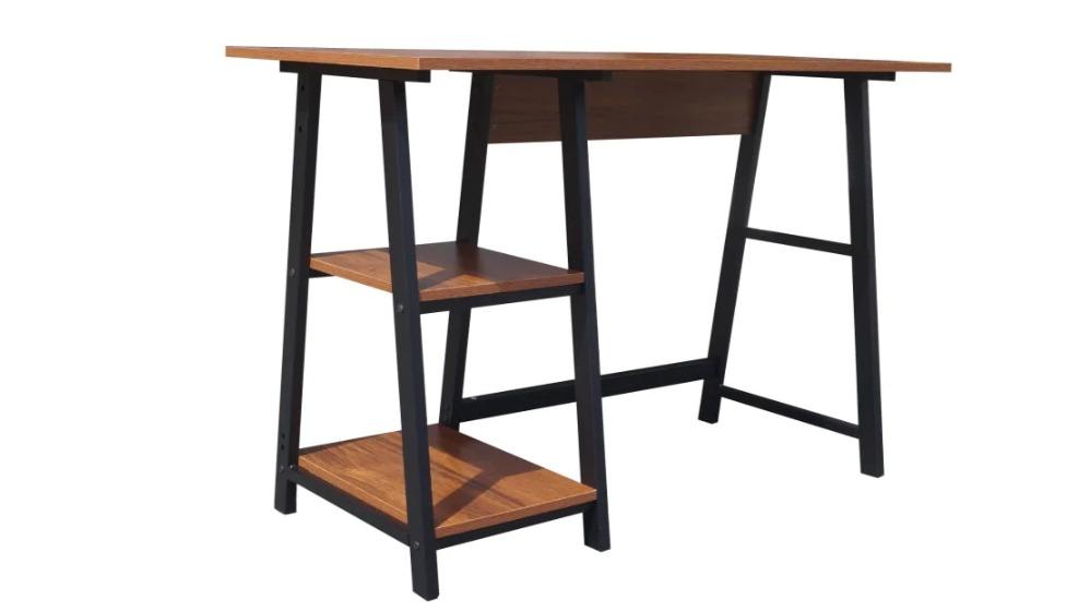 Design Square 2-Shelve Office Desk Metal Frame - Brown | Harvey Norman
