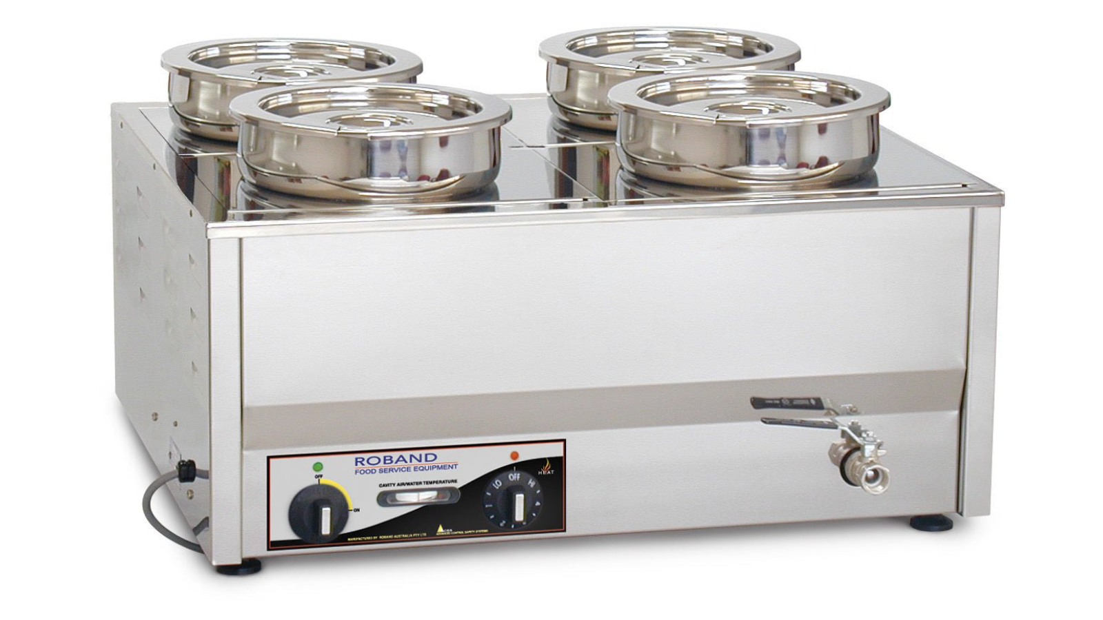 Roband 4 x Round Pots Counter Top Bain Marie - 20cm | Harvey Norman