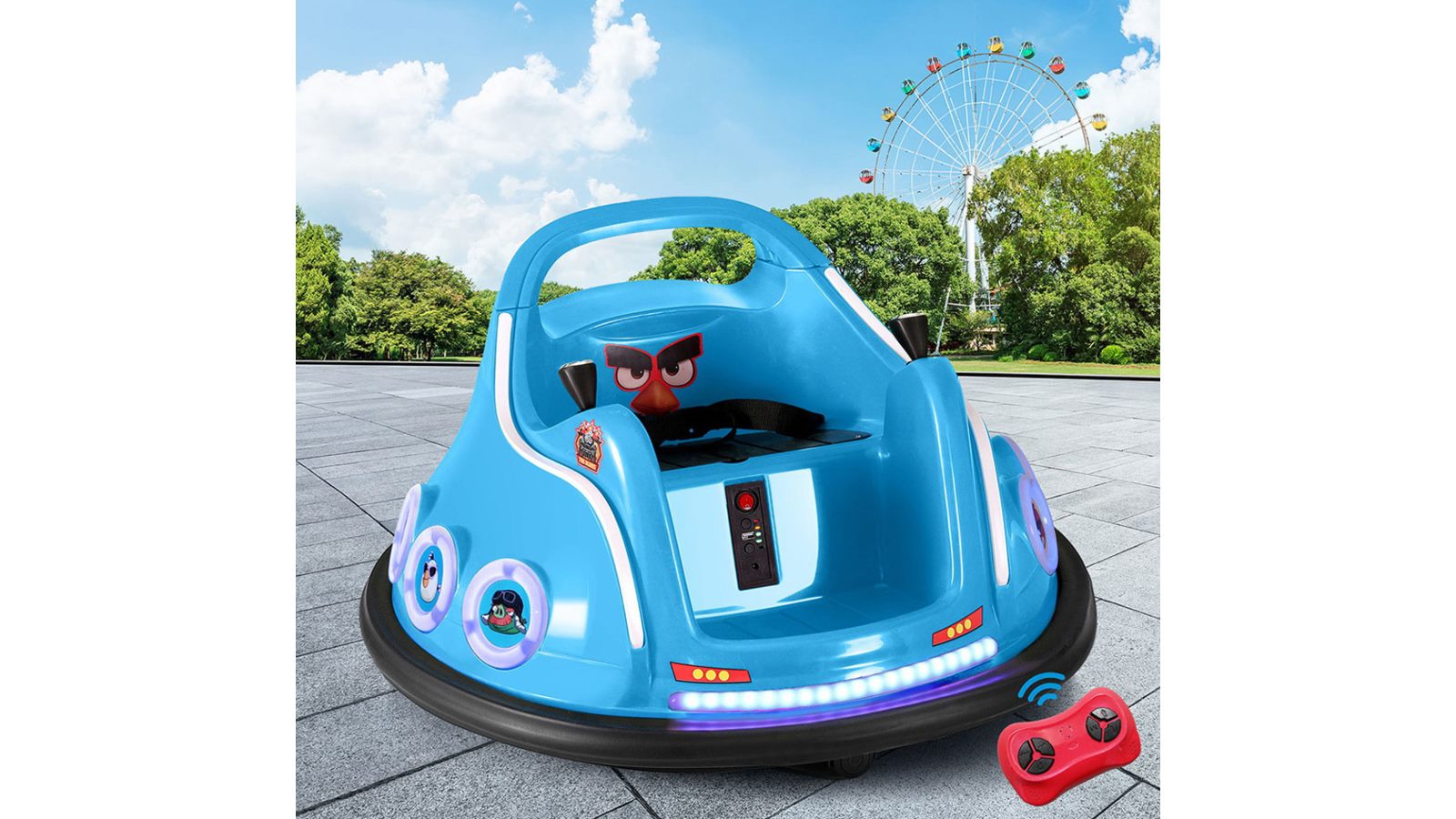 Rigo Kids Ride On Car with Angry Birds Stickers - Blue | Harvey Norman