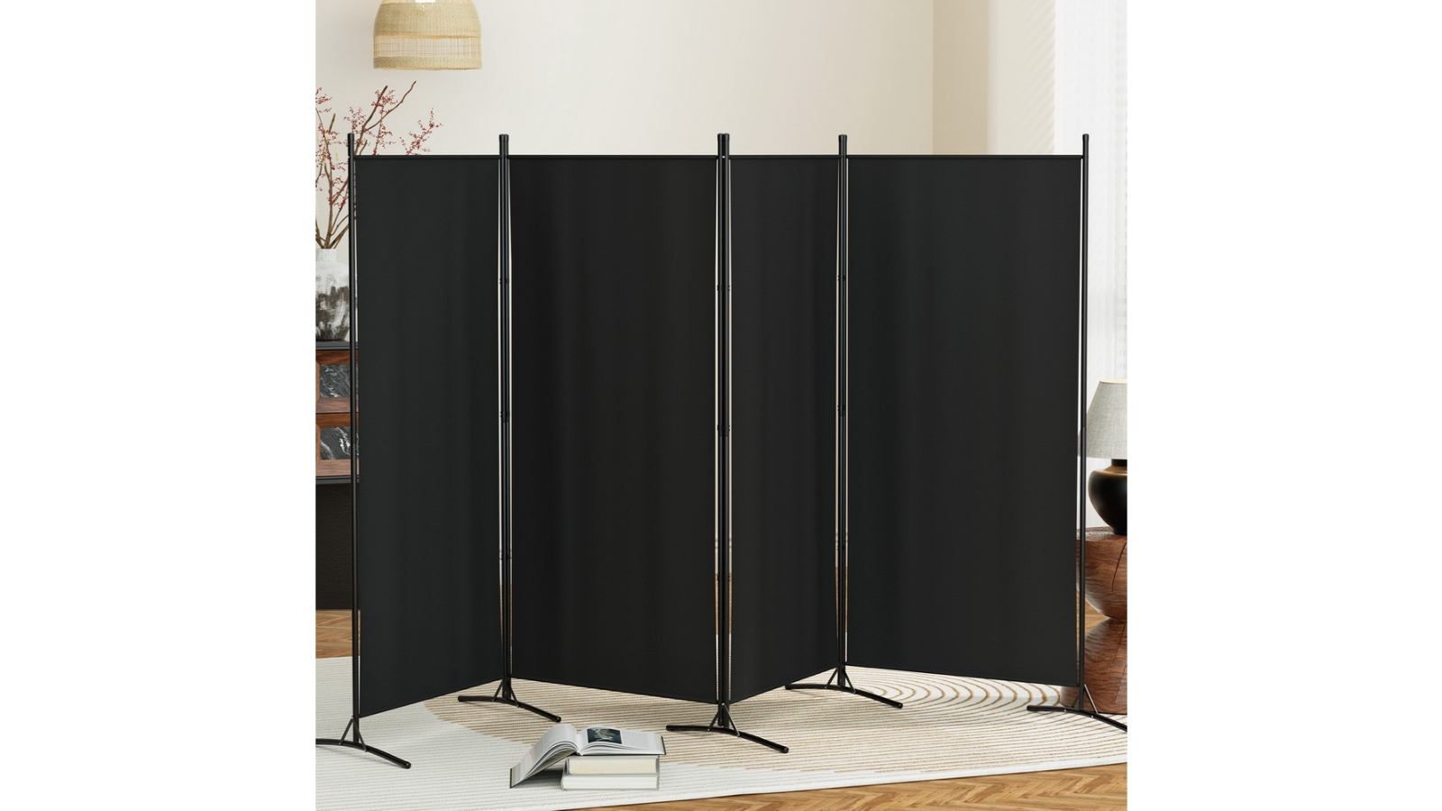 Artiss 4-Panel Fabric Room Divider Screen - Black | Harvey Norman