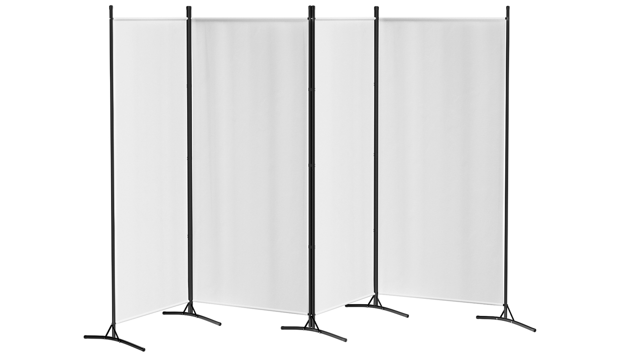 Artiss 4-Panel 345x180cm Fabric Room Divider Screen - White | Harvey Norman