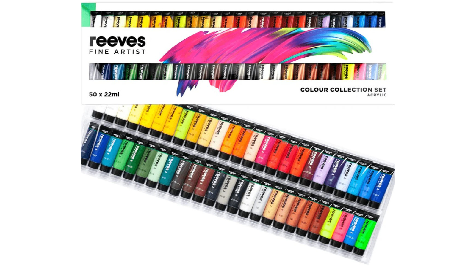 Reeves Set of 50 Artist Acrylic Paint Tube - 22ml | Harvey Norman