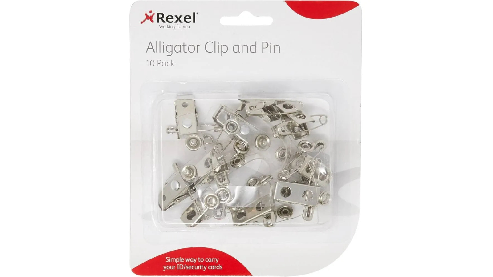 Rexel Pack of 10 Alligator Clip and Pin for ID Badge | Harvey Norman