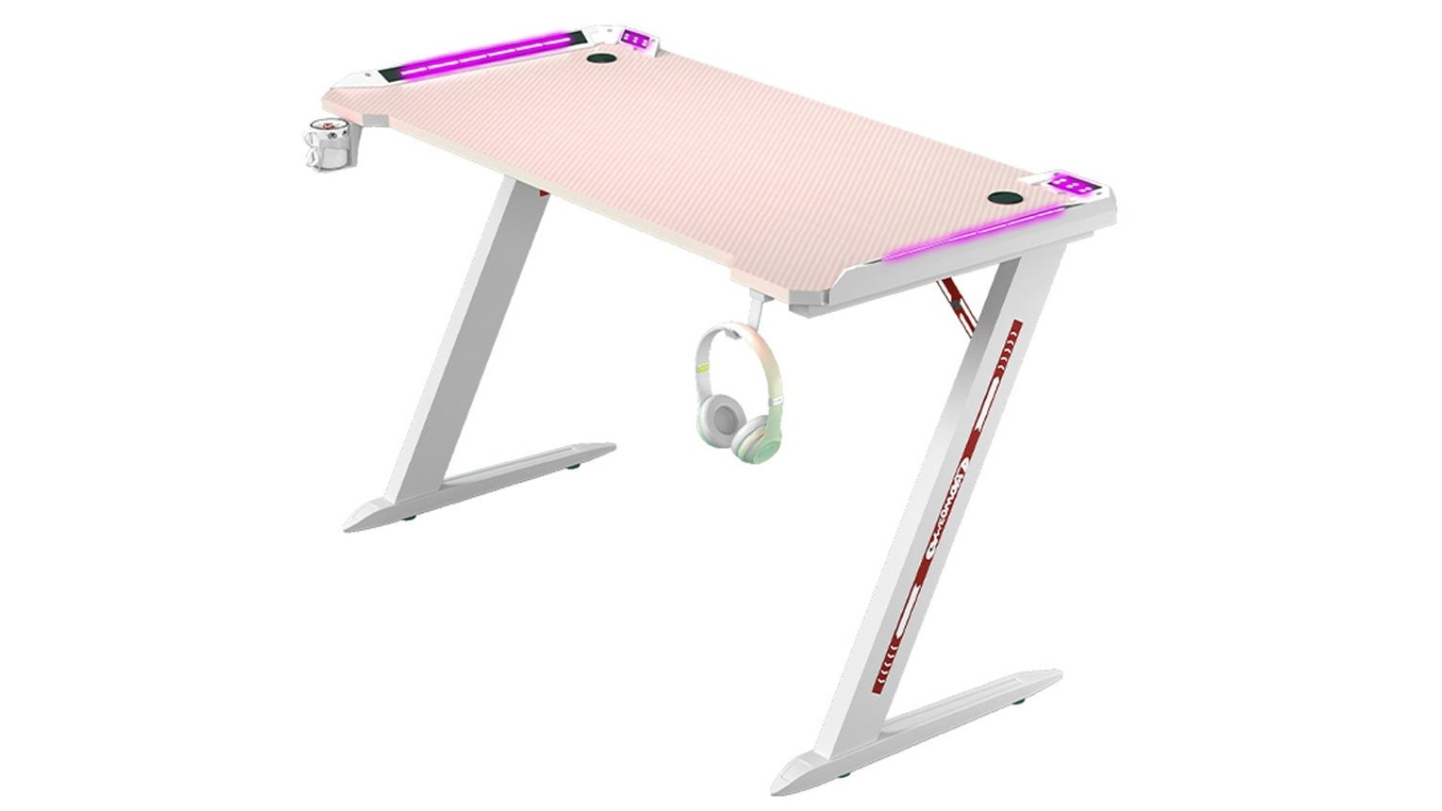 Amazingooh D2108 Gaming Desk Pink and White with RGB Lights - 120cm ...