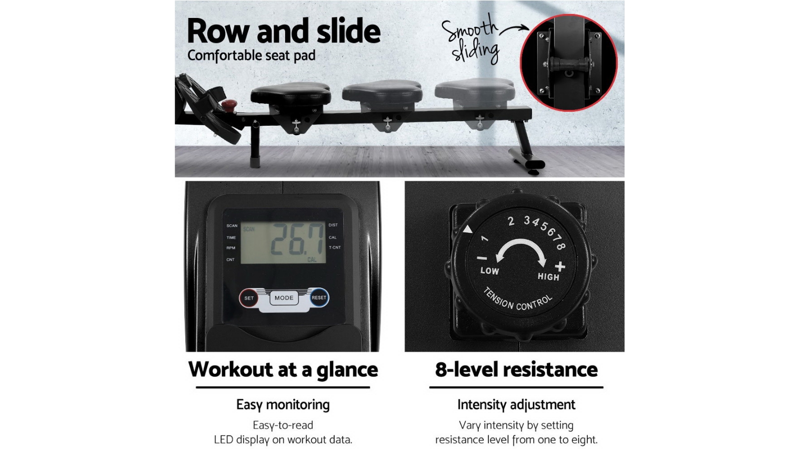 Everfit Magnetic Rowing Exercise Machine | Harvey Norman