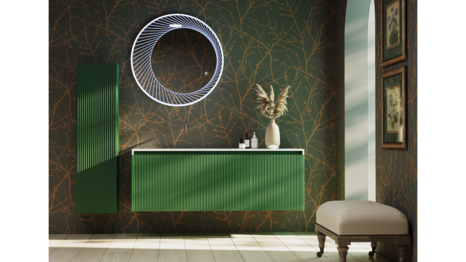 BelBagno Rimini 1400 Wall-Hung Vanity With Solid Surface Top - Rain ...