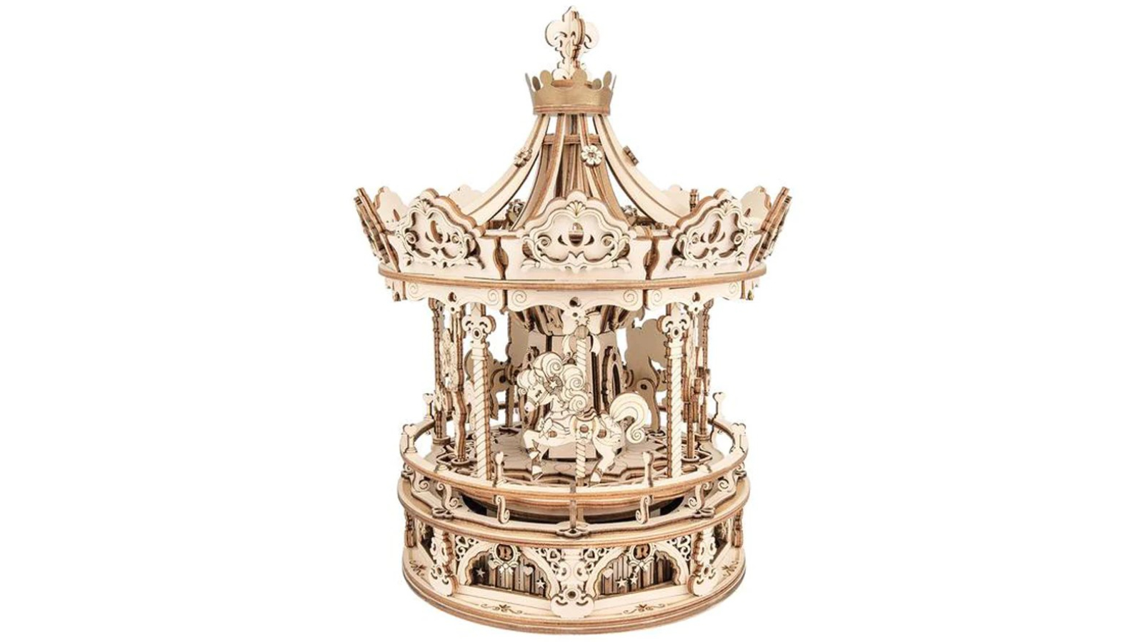 ROKR 3D Wooden DIY Puzzle Romantic Carousel Mechanical Music Box ...