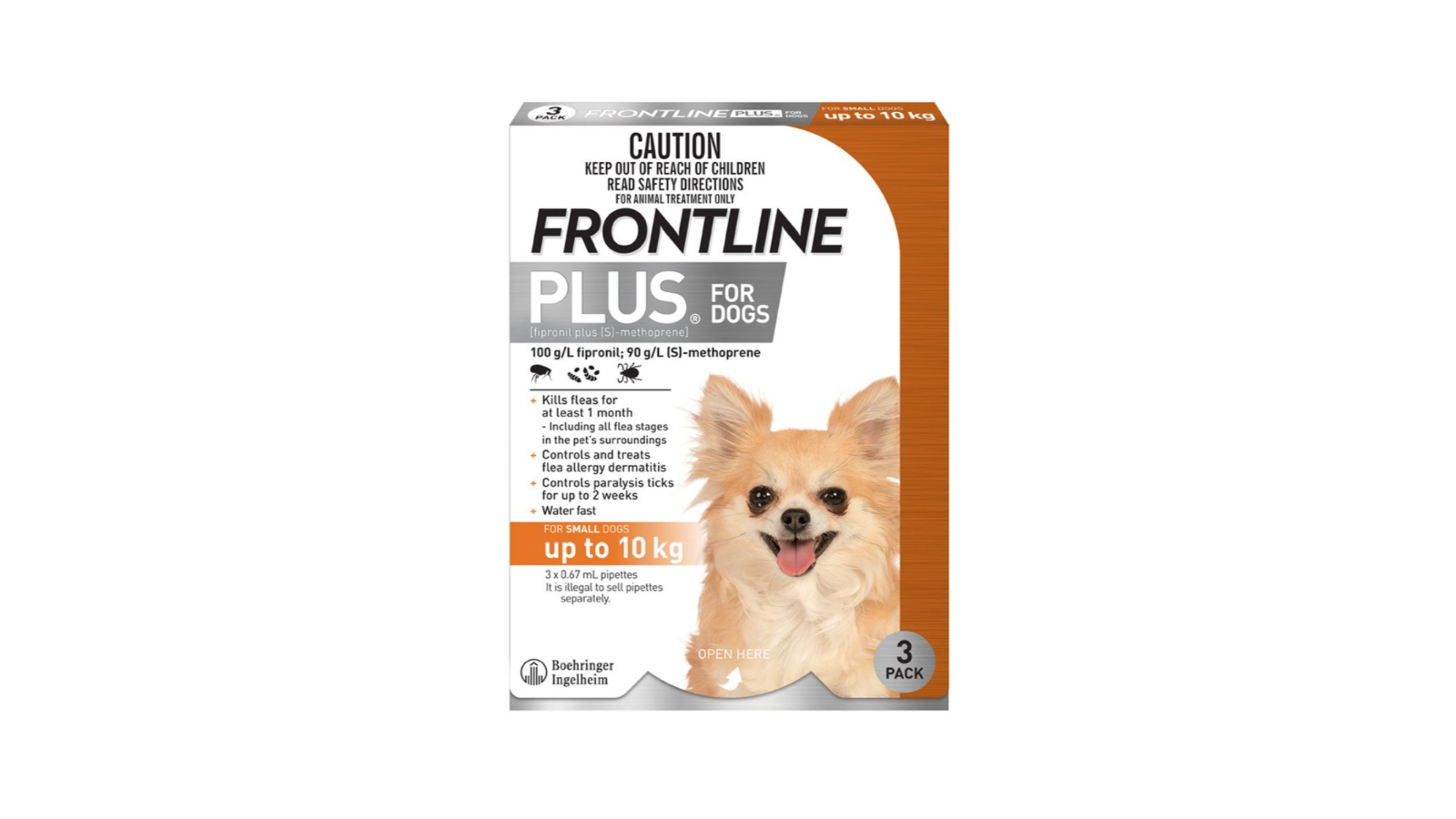 Frontline Plus WFPDS3 Pack of 3 0-10kg Dogs Flea and Tick Treatment ...