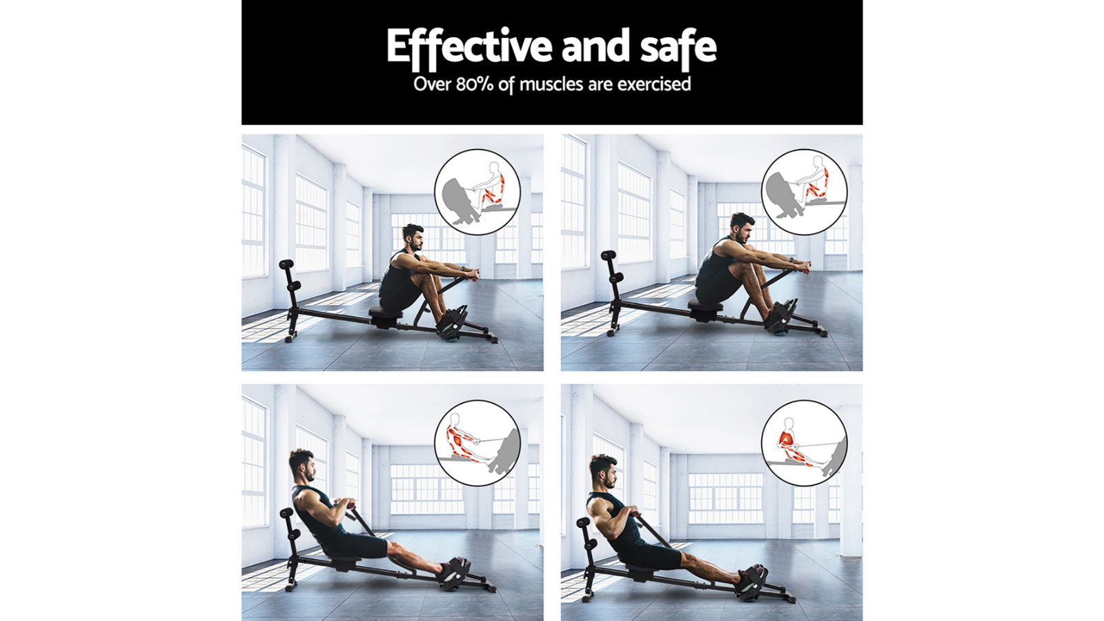 Everfit 12-Level Hydraulic Rowing Machine Resistance | Harvey Norman