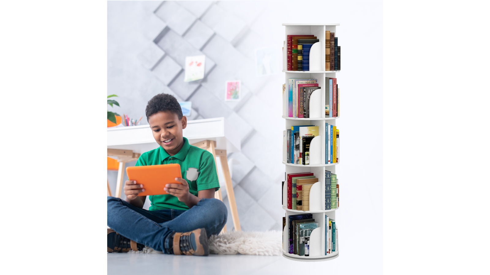 Nomi 5 layer Rotating Bookshelf | Harvey Norman