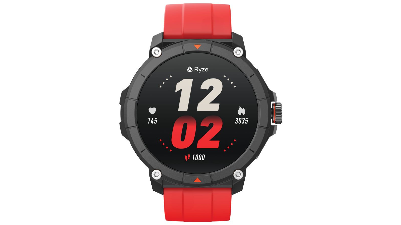 Ryze Trek Smart Watch - Dark Grey with Black/Red Strap | Harvey Norman