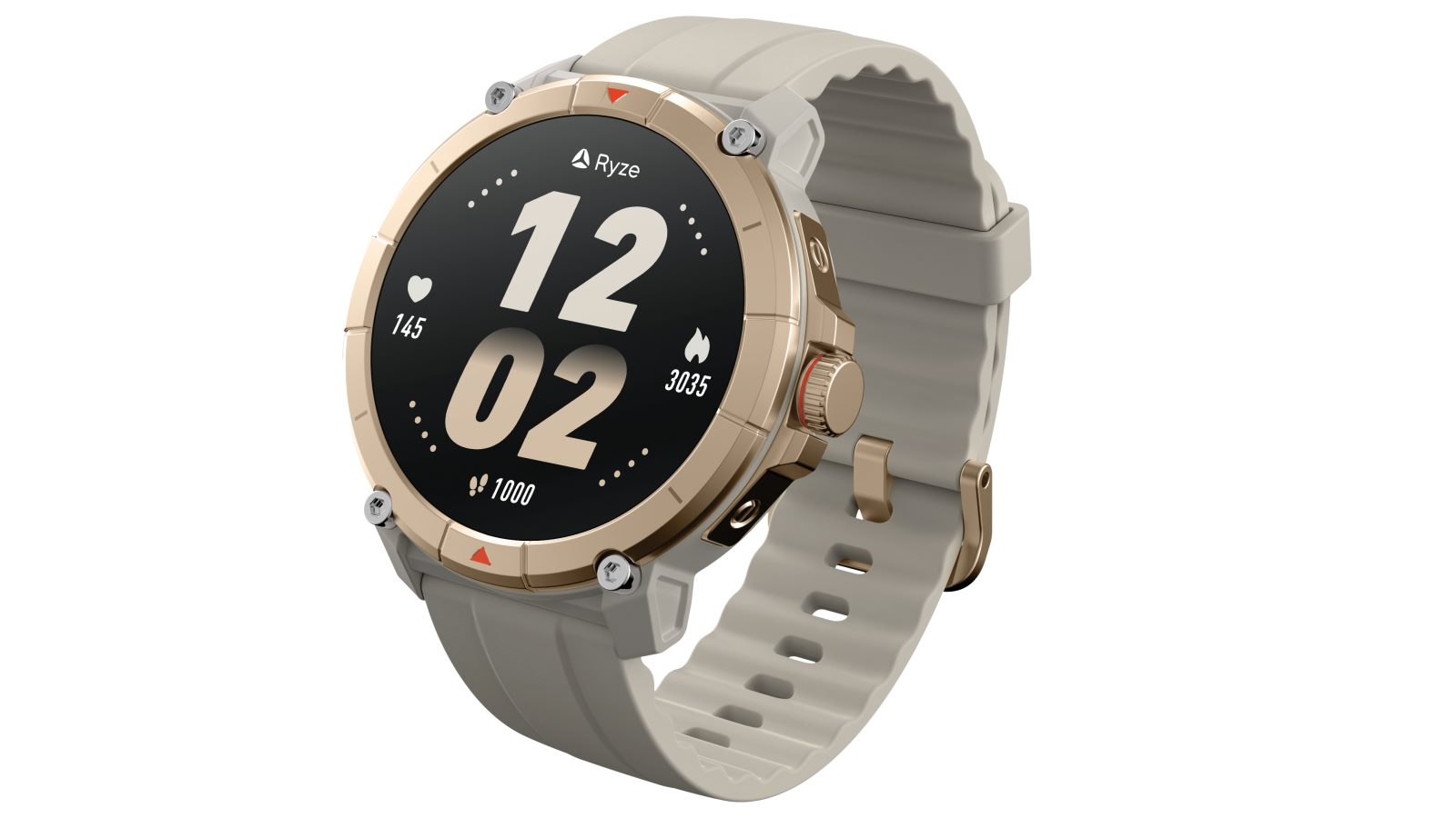 Ryze Trek Smart Watch - Gold with Sand/White Strap | Harvey Norman