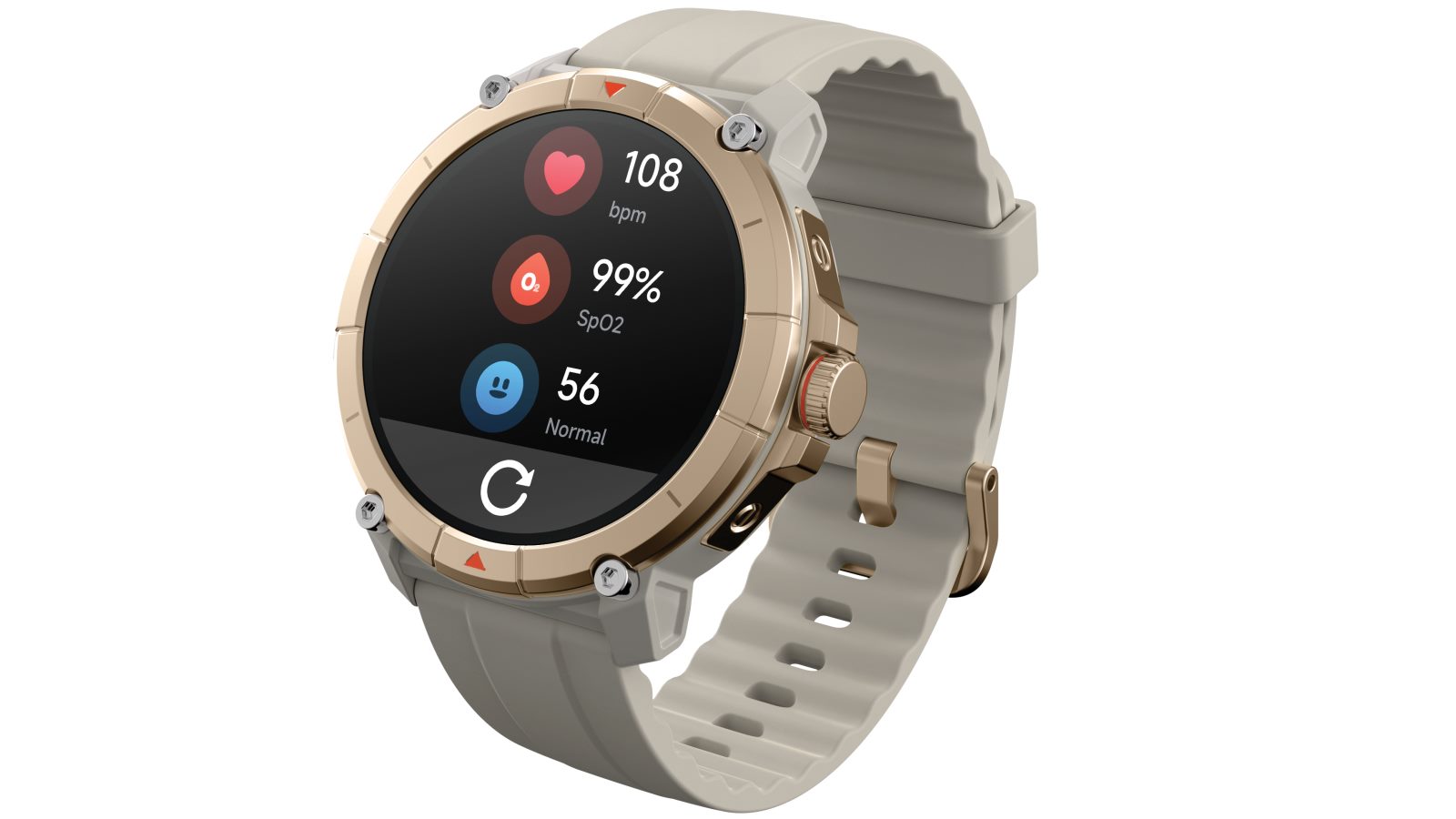 Ryze Trek Smart Watch - Gold with Sand/White Strap | Harvey Norman