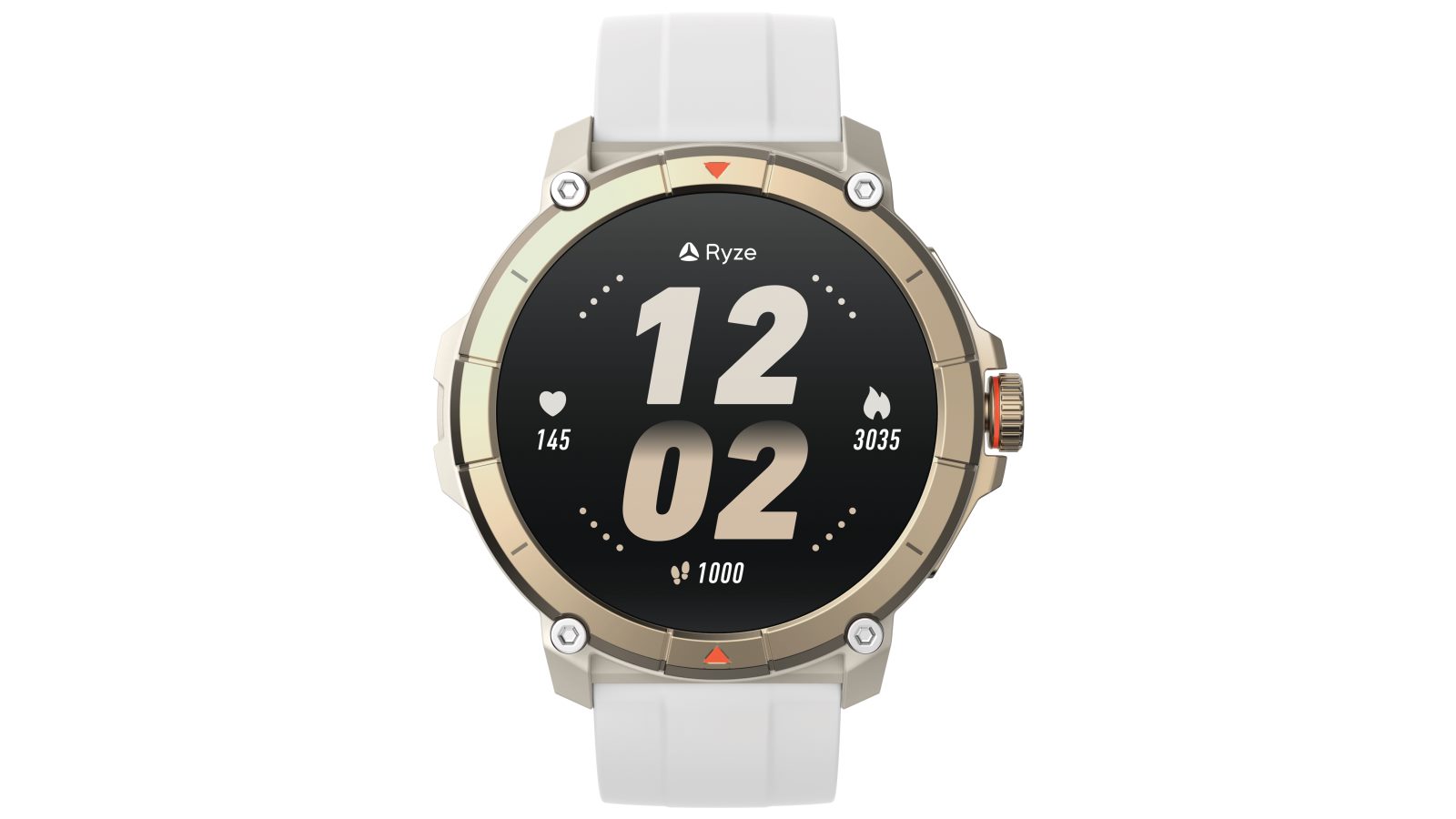Ryze Trek Smart Watch - Gold with Sand/White Strap | Harvey Norman