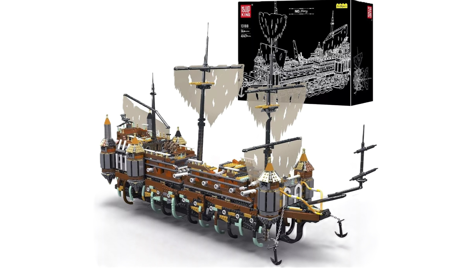 Mould King MOC Silent Mary Sailboat Pirate Ship Building Blocks Kit ...