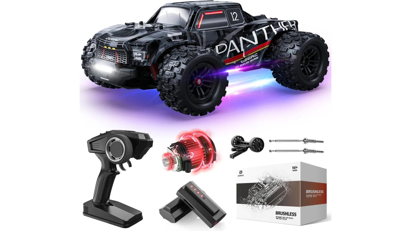 Deerc Brushless Fast Extreme RC Car 1:14 Scale 4WD Remote Control ...