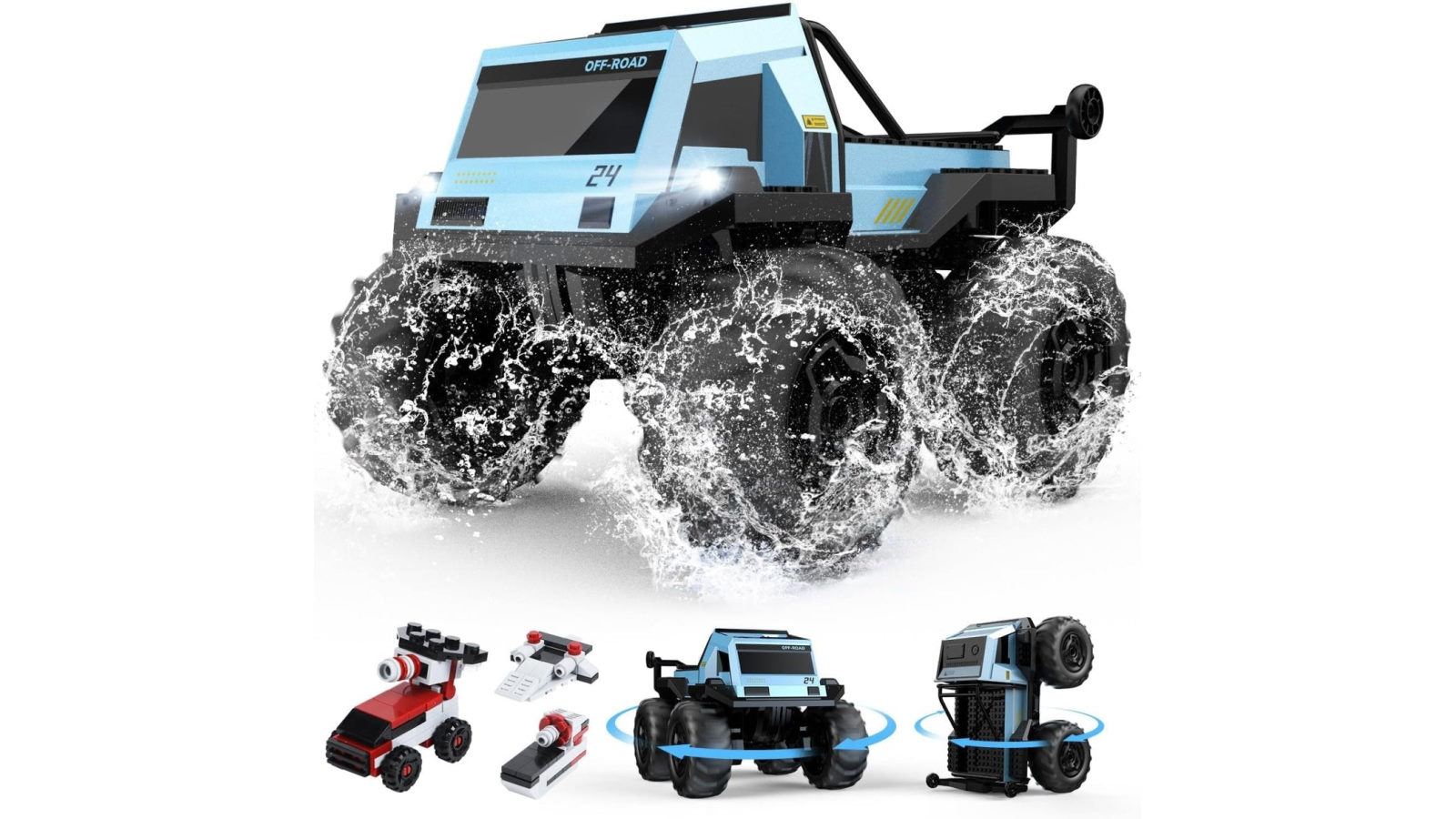 Deerc Amphibious Remote Control Car Monster Truck Toys Waterproof RC ...