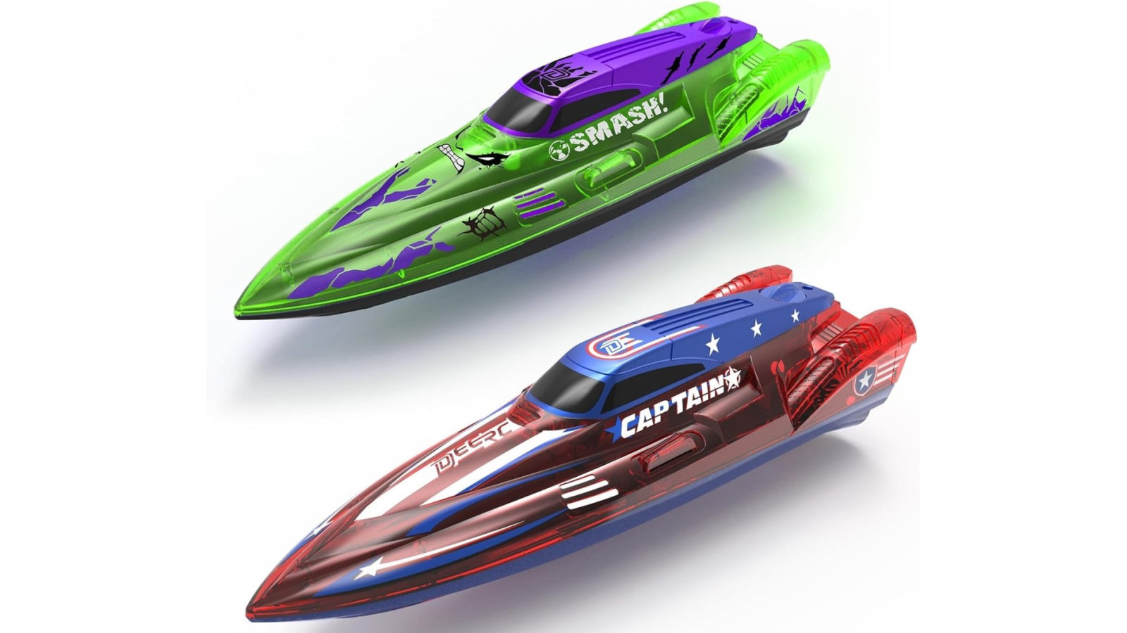 Deerc 2 Pack 13 inch Remote Control Boat for Kids 2.4Ghz RC Racing Boat ...