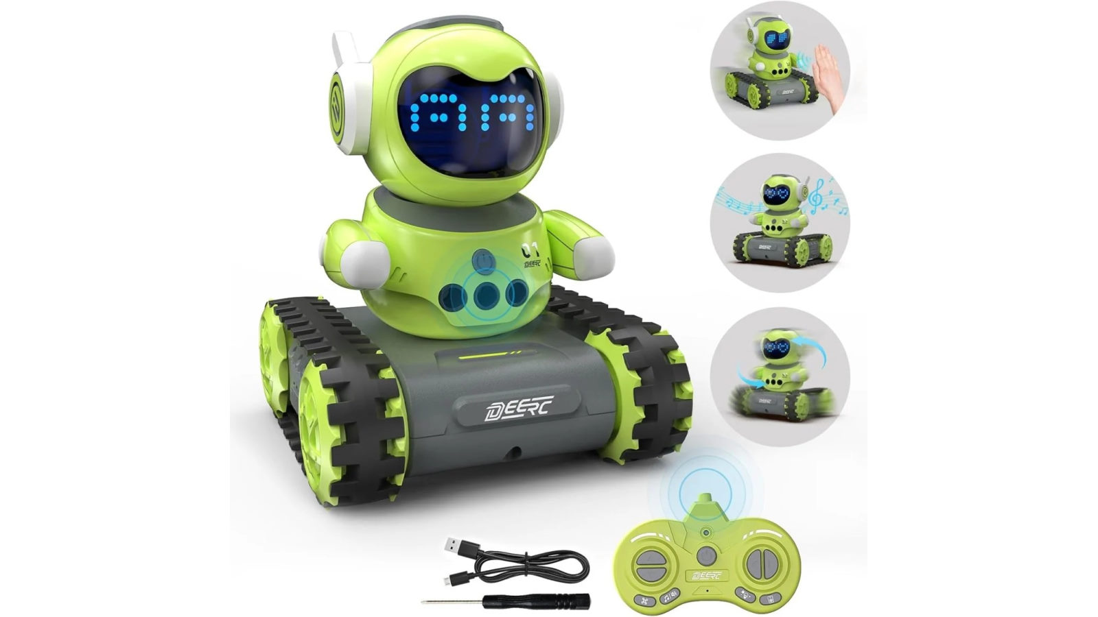 Deerc RC Robot Toys for Kids Walkie Talkie Remote Control Emo Robot ...