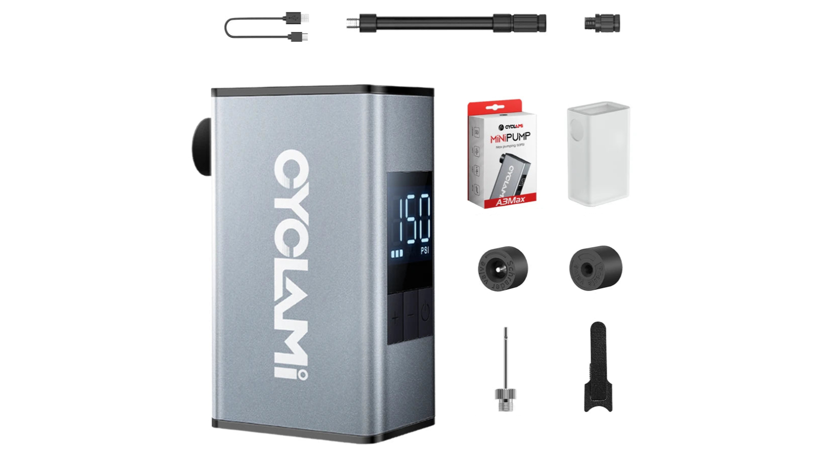 NNEOBA 50 PSI Rechargeable Tire Inflator with Schrader - Silver ...