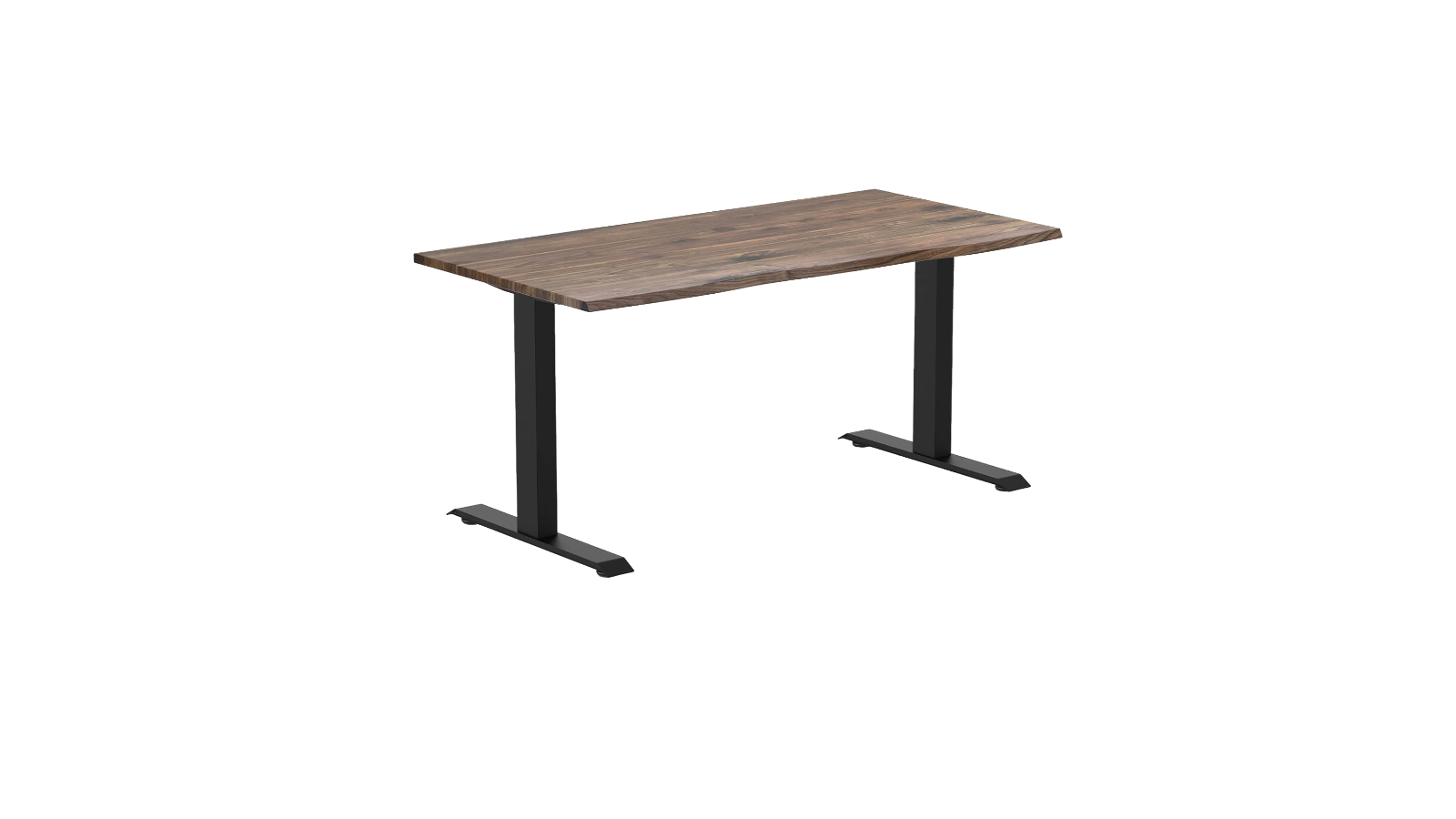 Desky 150 x 75cm Zero Natural Walnut Hardwood Office Desk - Matte Black ...