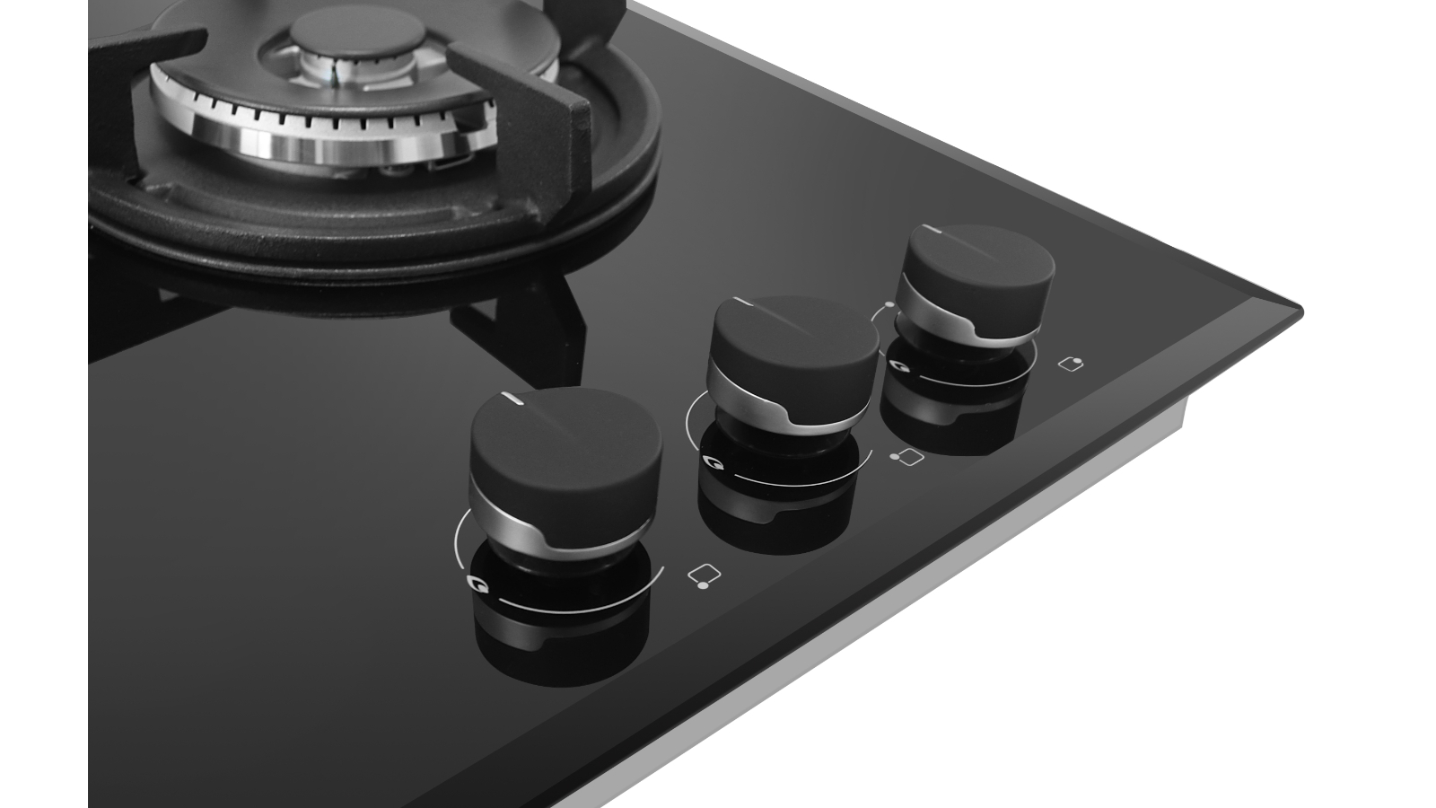 Goldline 60cm Black Glass Gas Cooktop | Harvey Norman