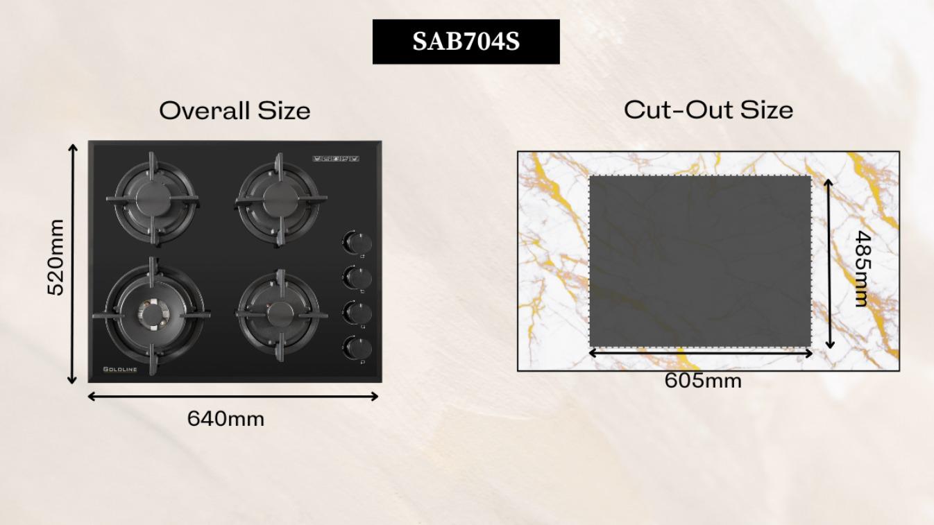 Goldline 70cm Narrow Gas Cooktop - Black | Harvey Norman