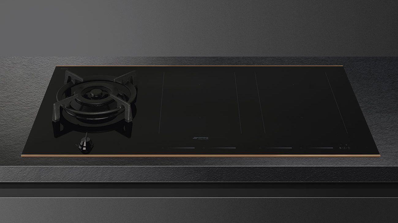 Smeg 900mm Dolce Stil Novo Multi-Zone Dual Fuel Cooktop With Copper ...