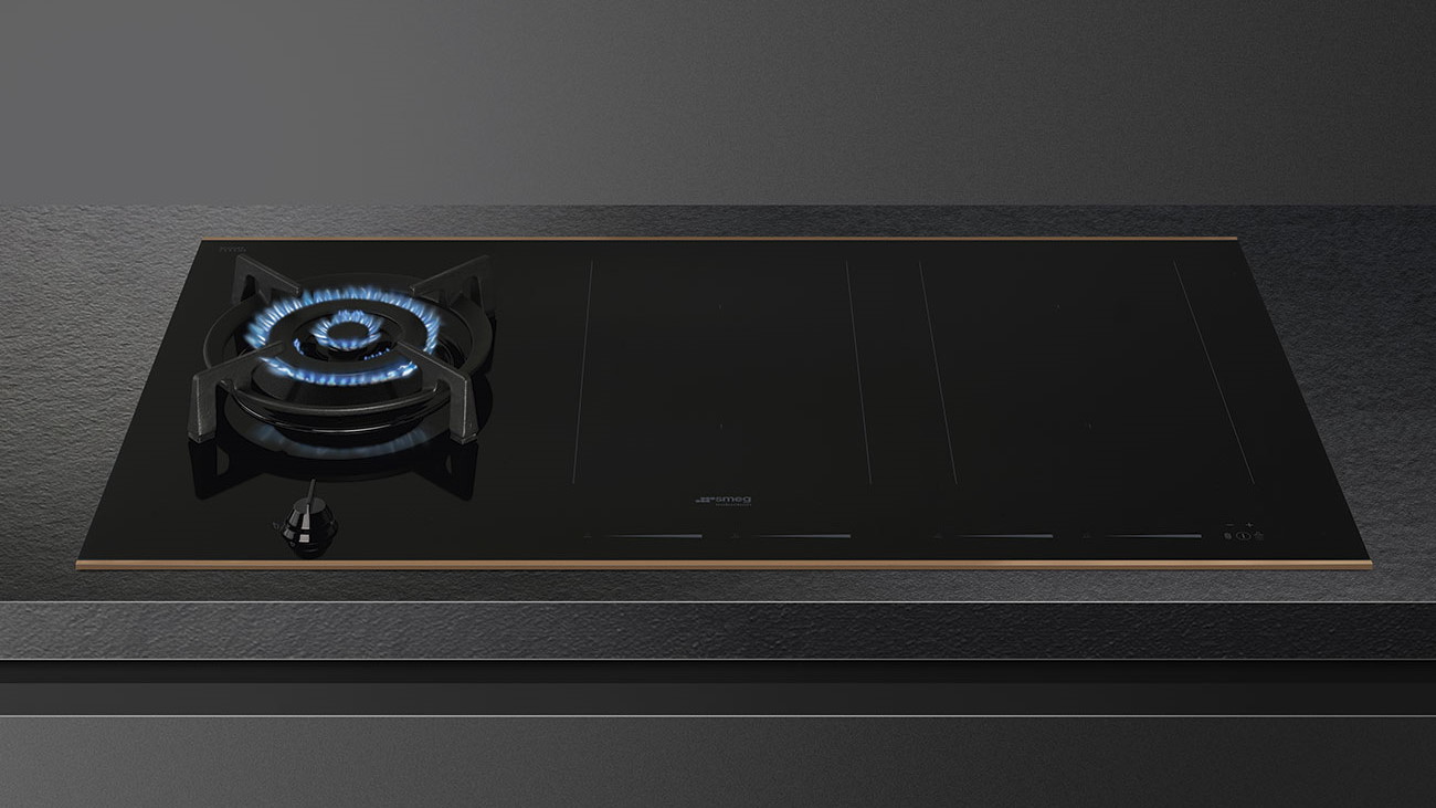 Smeg 900mm Dolce Stil Novo Multi-Zone Dual Fuel Cooktop With Copper ...