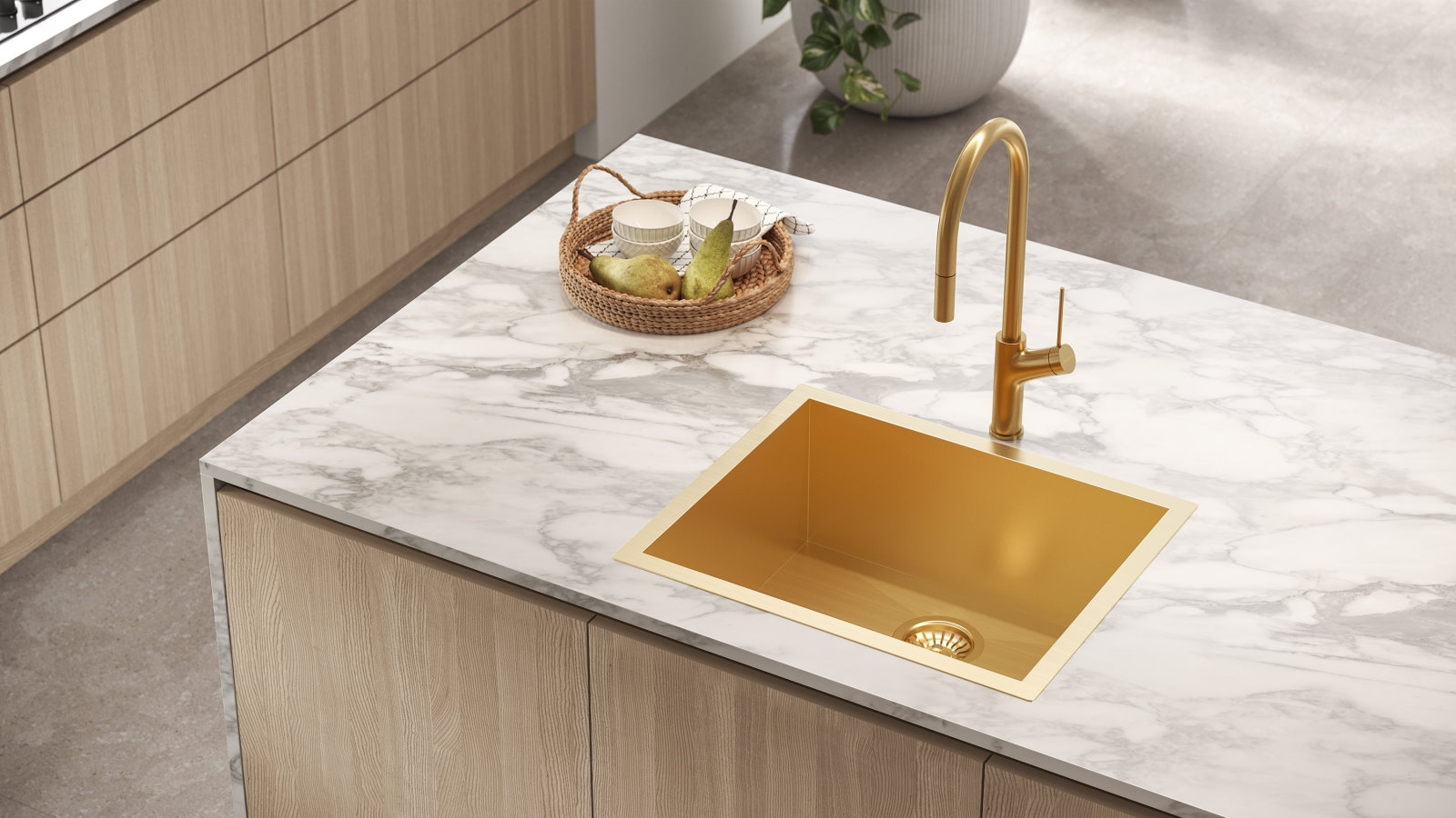 Oliveri Spectra Single Bowl Sink - Brushed Gold | Harvey Norman