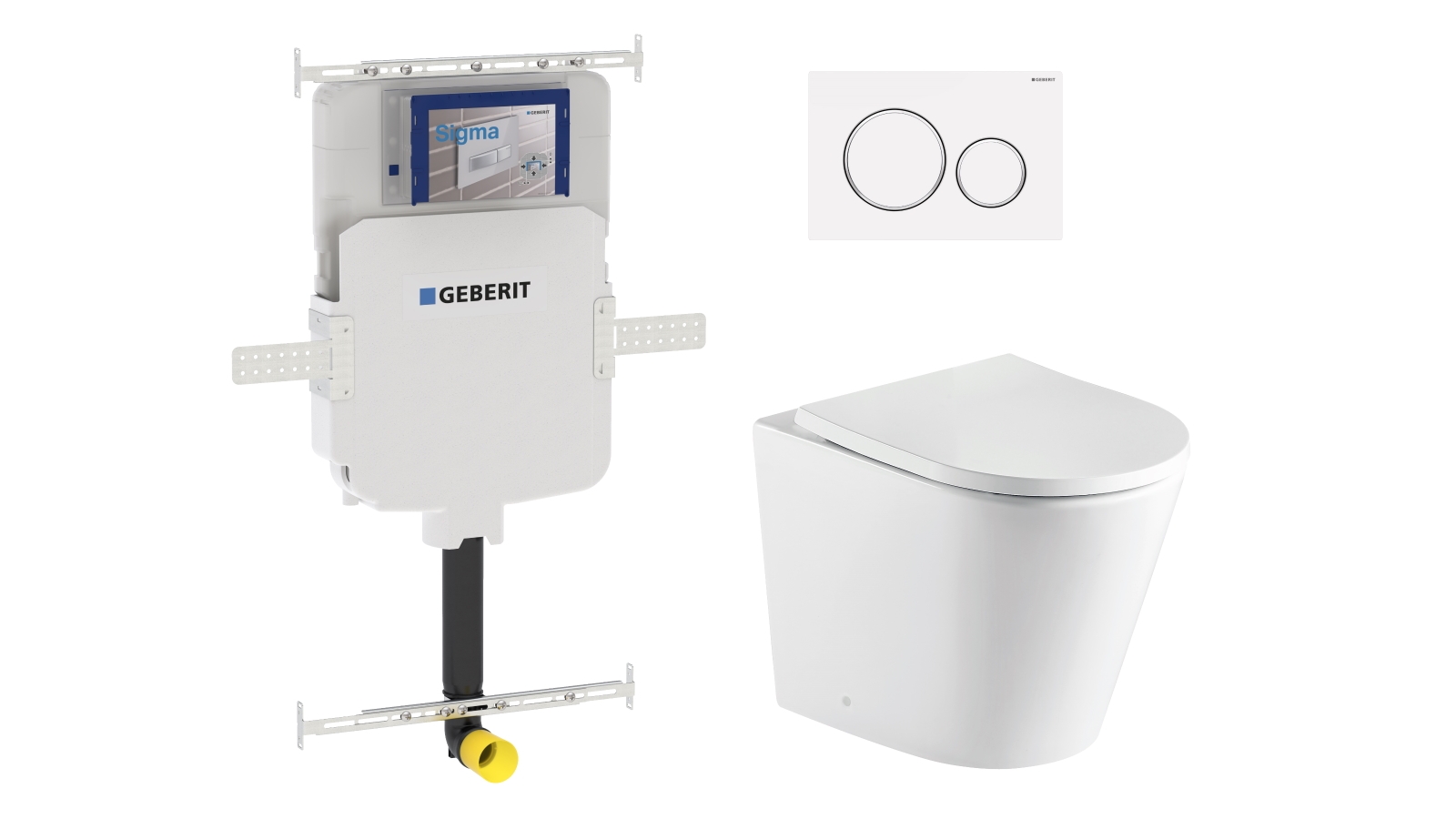 Geberit Sigma8 Cistern + Straight UQF Wall-Faced Toilet Pan with Sigma ...