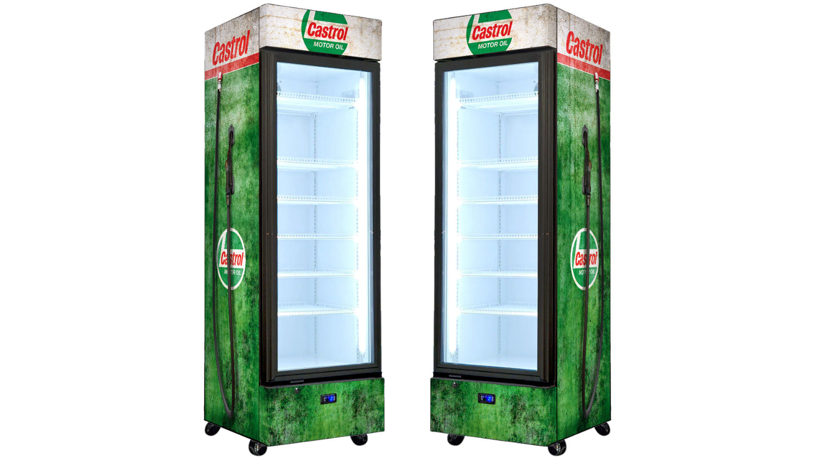 Schmick Castrol Fuel Pump Upright Quiet Running Black Glass Door Bar ...