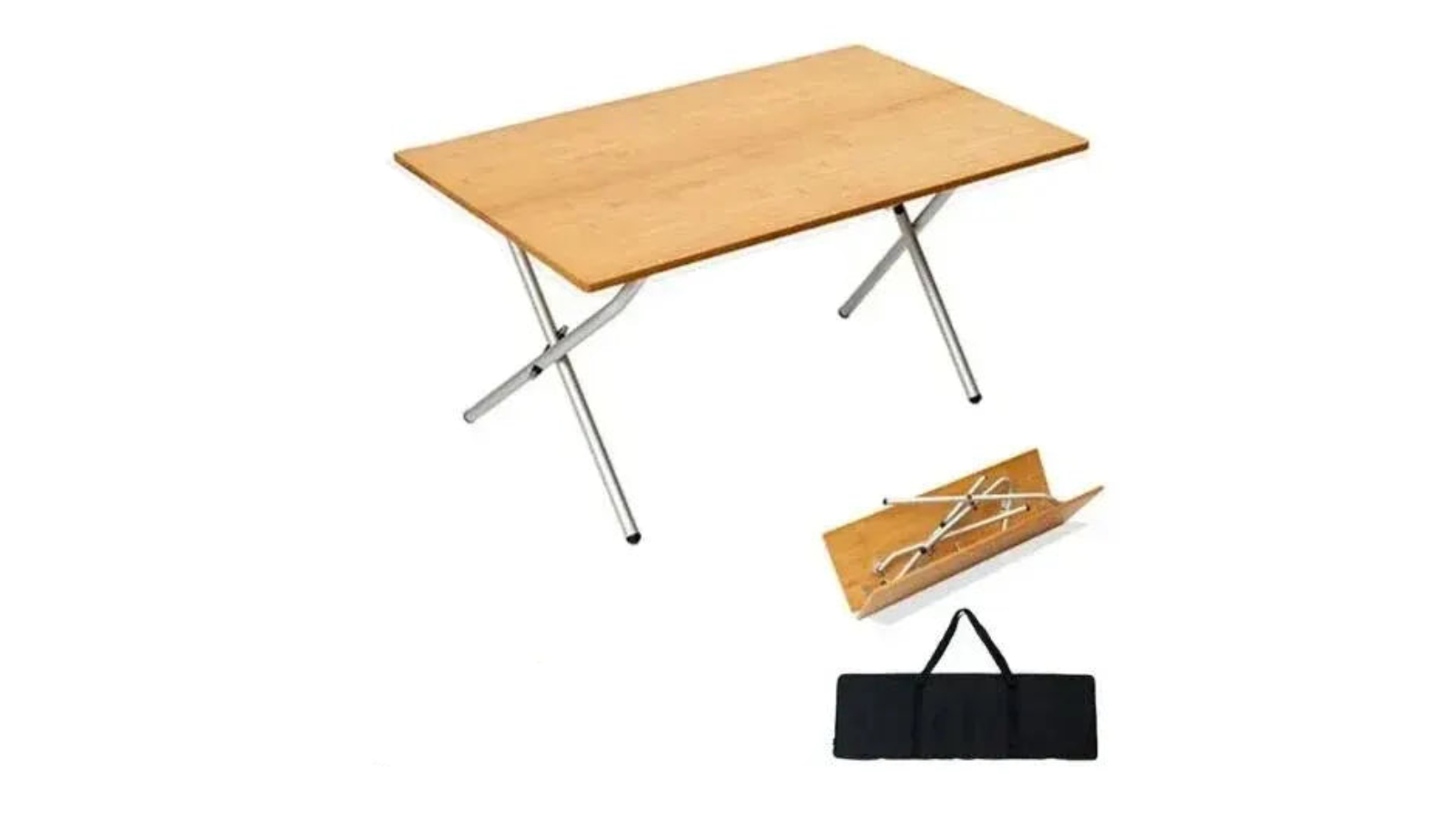 NNEOBA Bamboo 2 Fold Portable Camping Desk Table - Brown | Harvey Norman