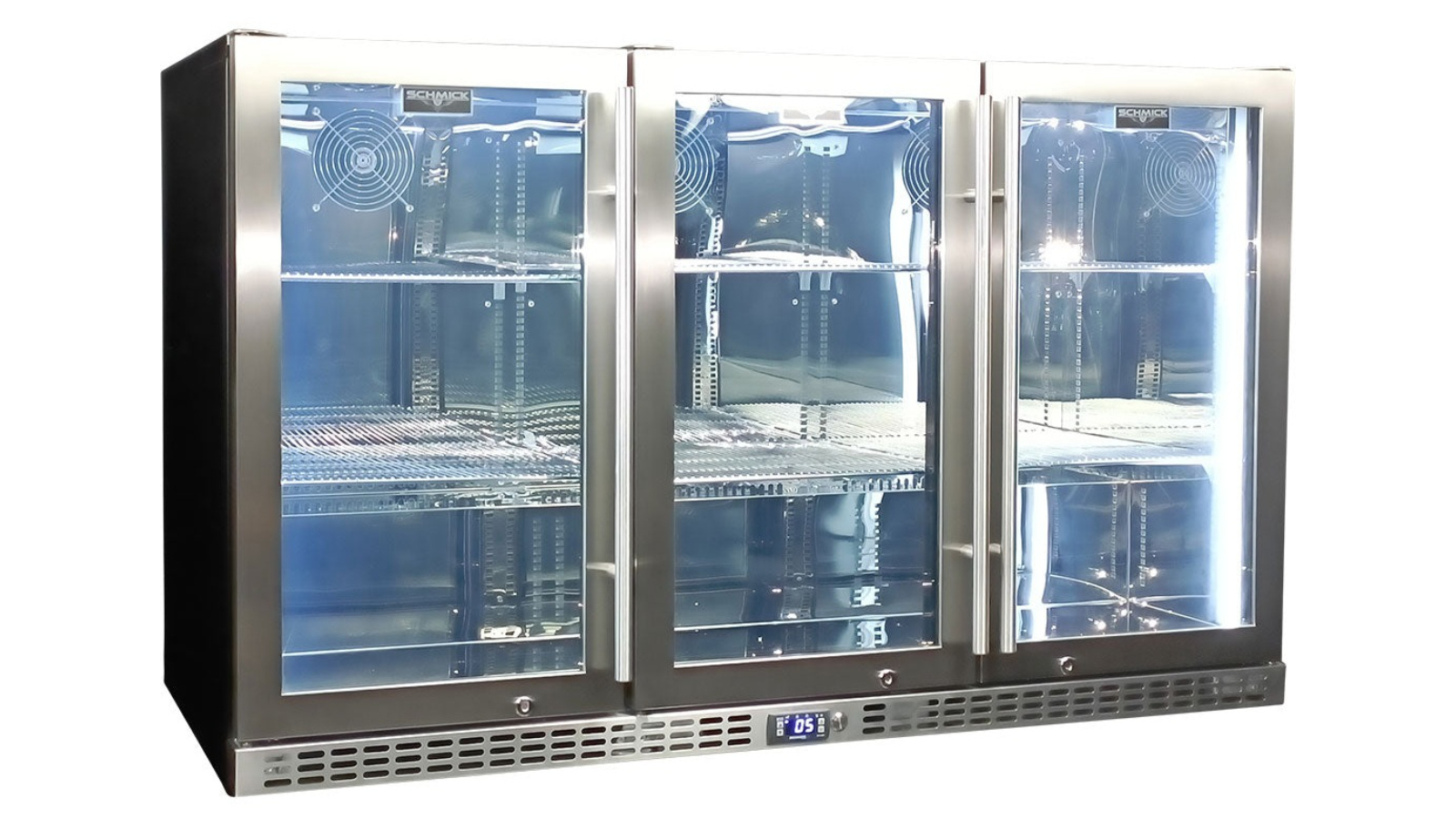Schmick 3-Door Commercial Stainless Steel Glass Bar Fridge - 399 Litre ...