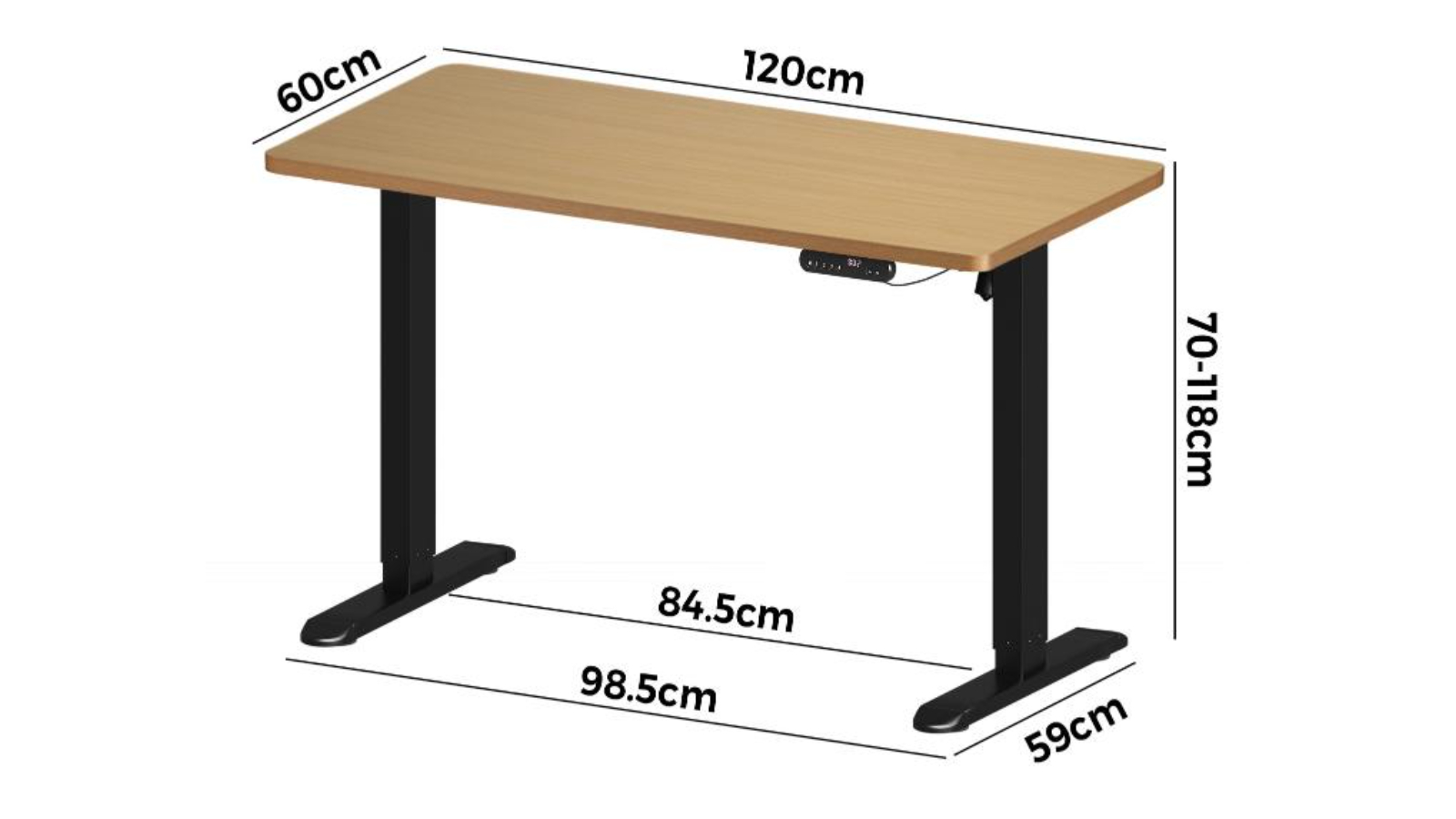 Oikiture 120cm Single Motor Black Frame Electric Tabletop Standing Desk ...
