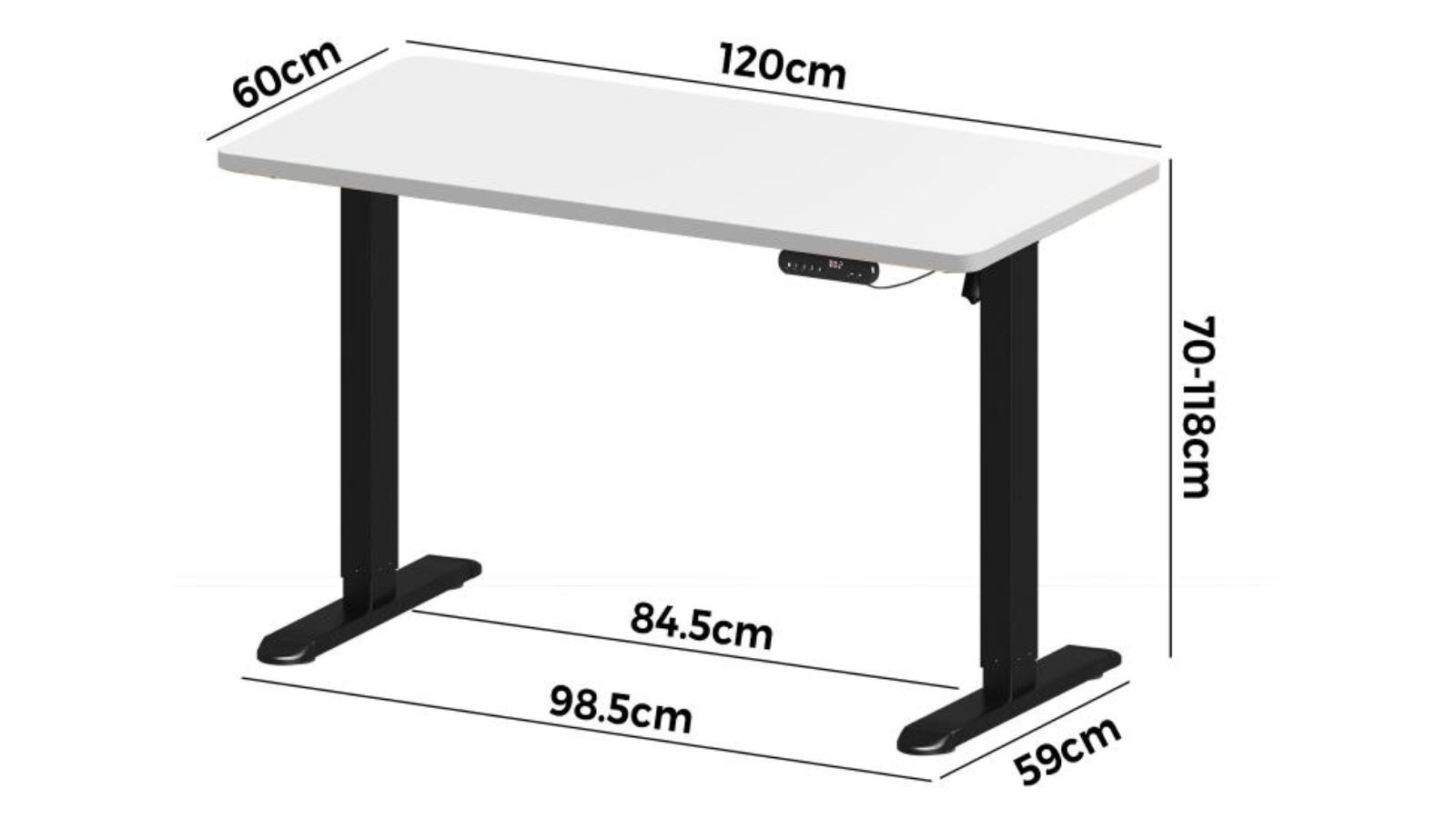 Oikiture 120cm Single Motor Black Frame Electric Tabletop Standing Desk ...