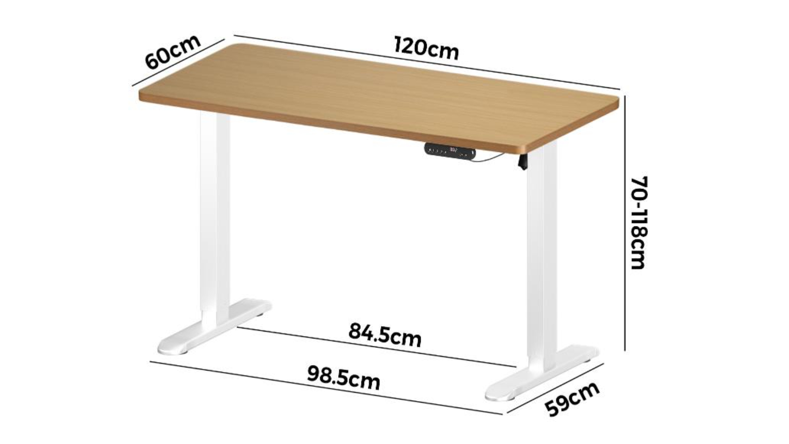Oikiture 120cm Single Motor White Frame Electric Tabletop Standing Desk ...