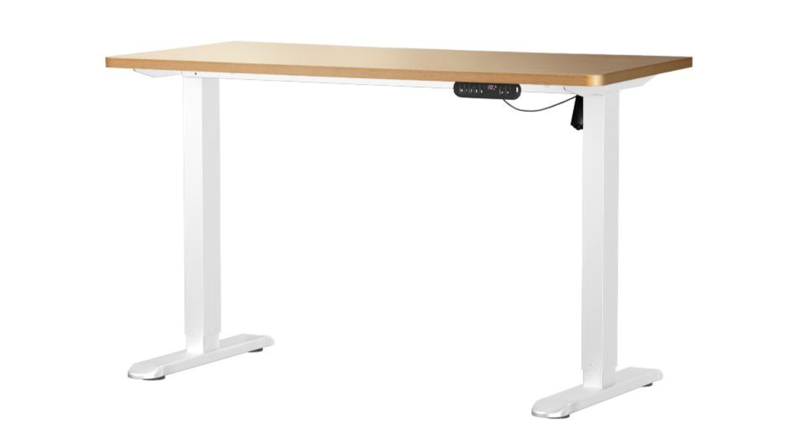 Oikiture 120cm Single Motor White Frame Electric Tabletop Standing Desk ...