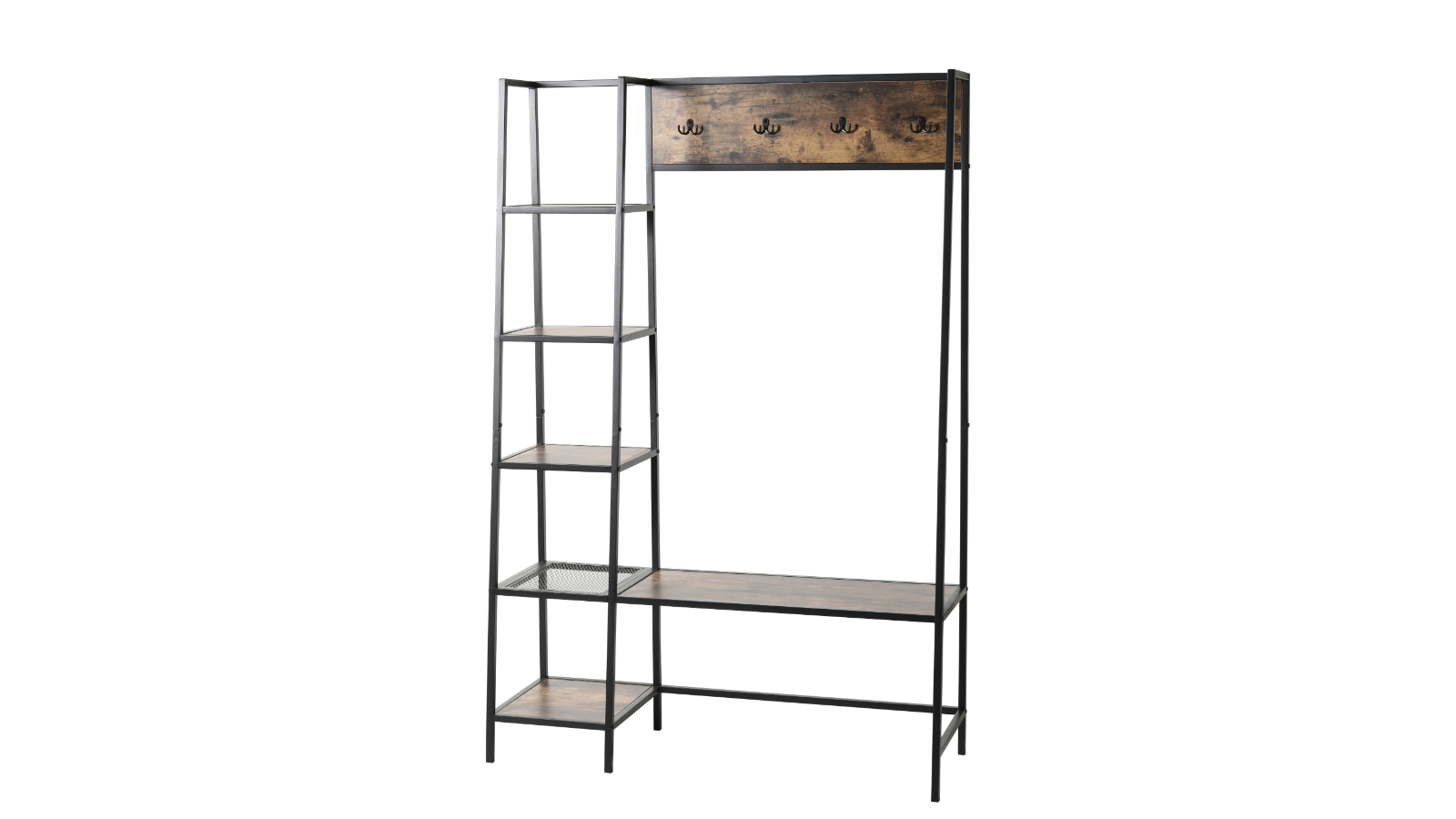Sherwood Rustic Wooden Entrance Brown Hall Tree - 115.4 x 40 x 171.5cm ...