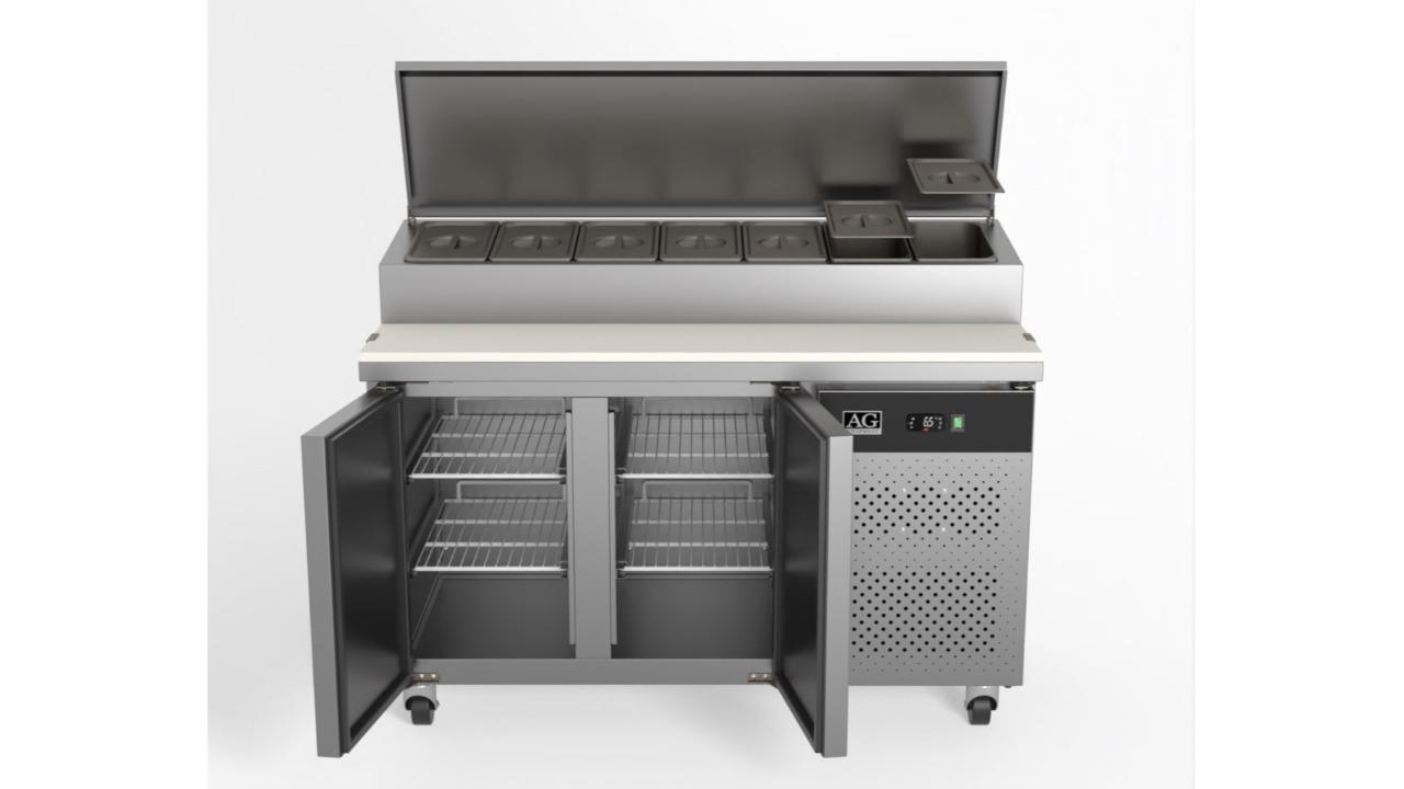 AG Equipment 7 x 1/3 GN Tray 2-Door Saladette Fridge | Harvey Norman