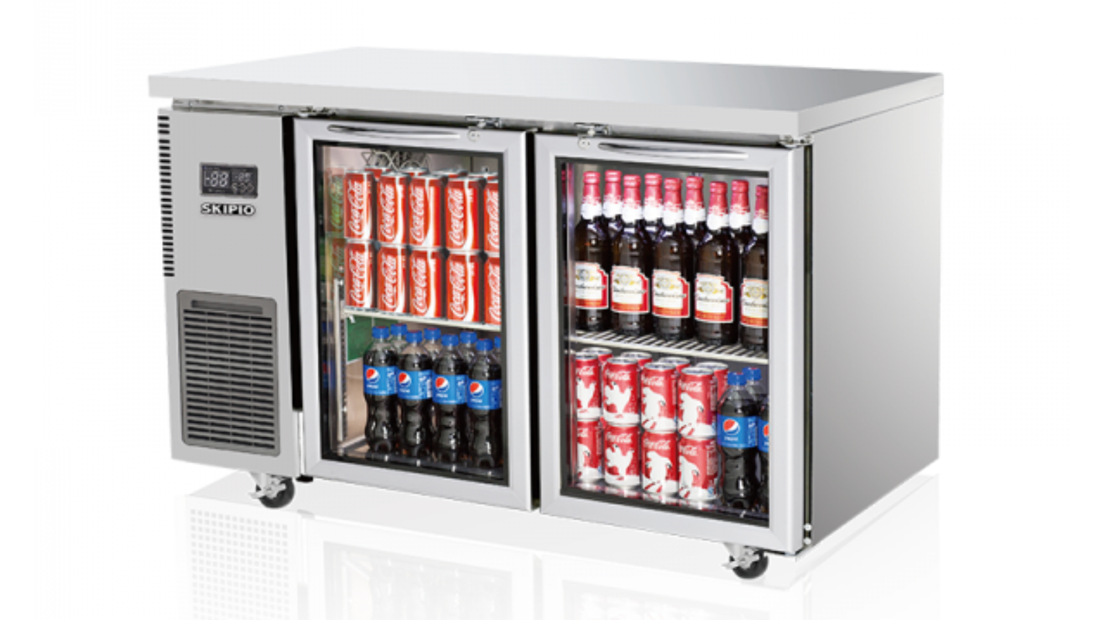Skipio SGR12-2 2 Glass Door Underbench Fridge - 280 Litre | Harvey Norman